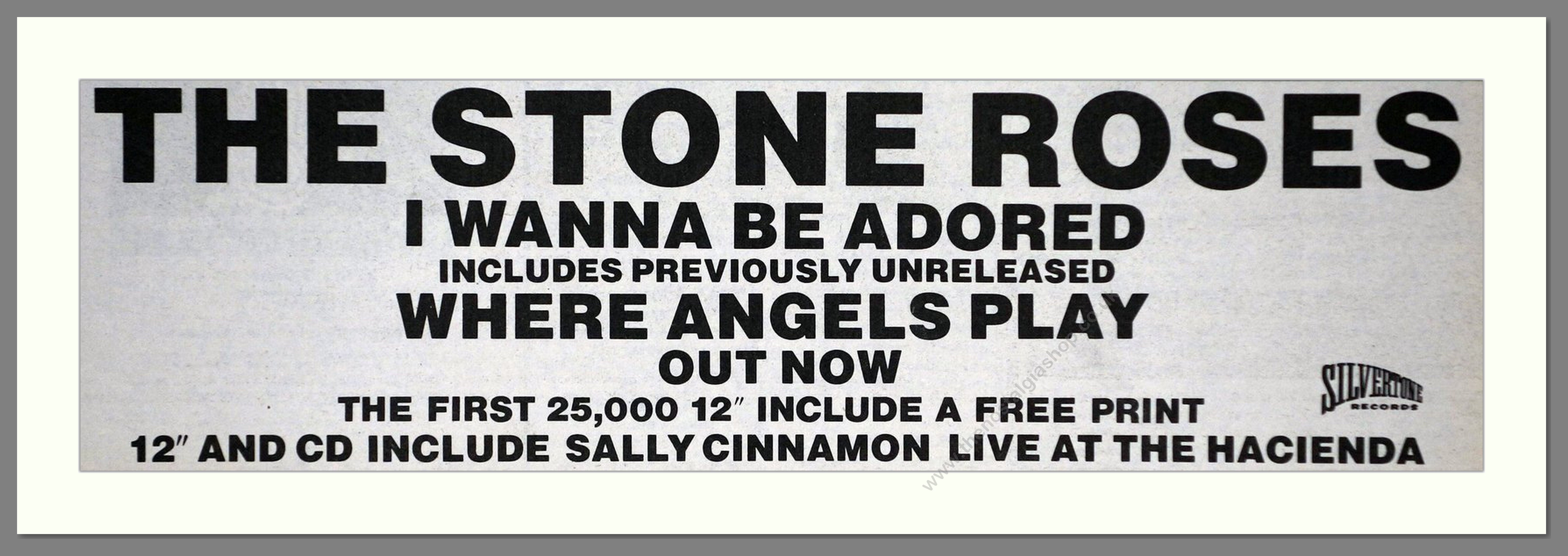 Stone Roses (The) - I Wanna Be Adored. Vintage Advert 1991 (ref AD4001 ...
