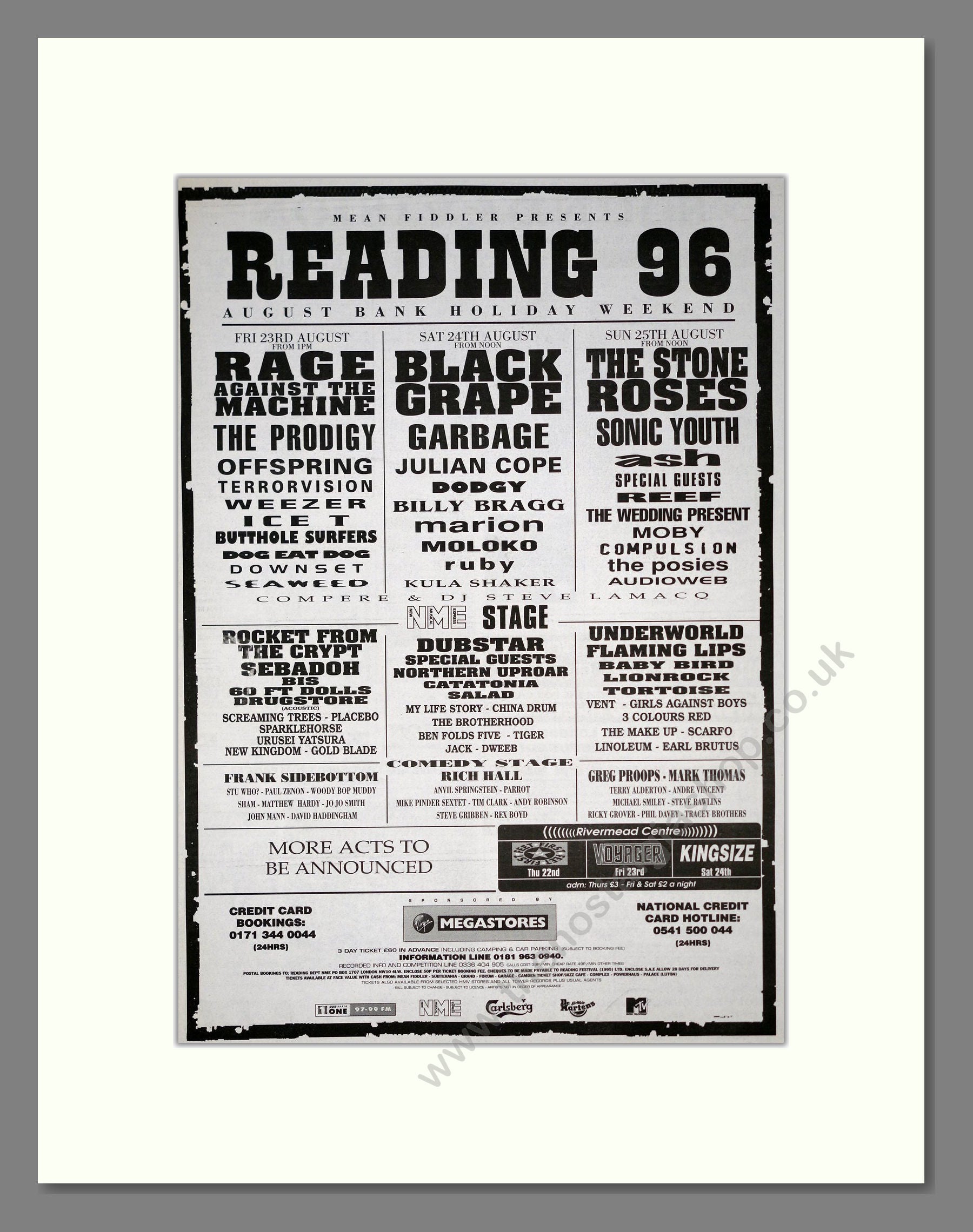 Reading Festival 96 - Line Up. Vintage Advert 1996 (ref AD20026) – The ...