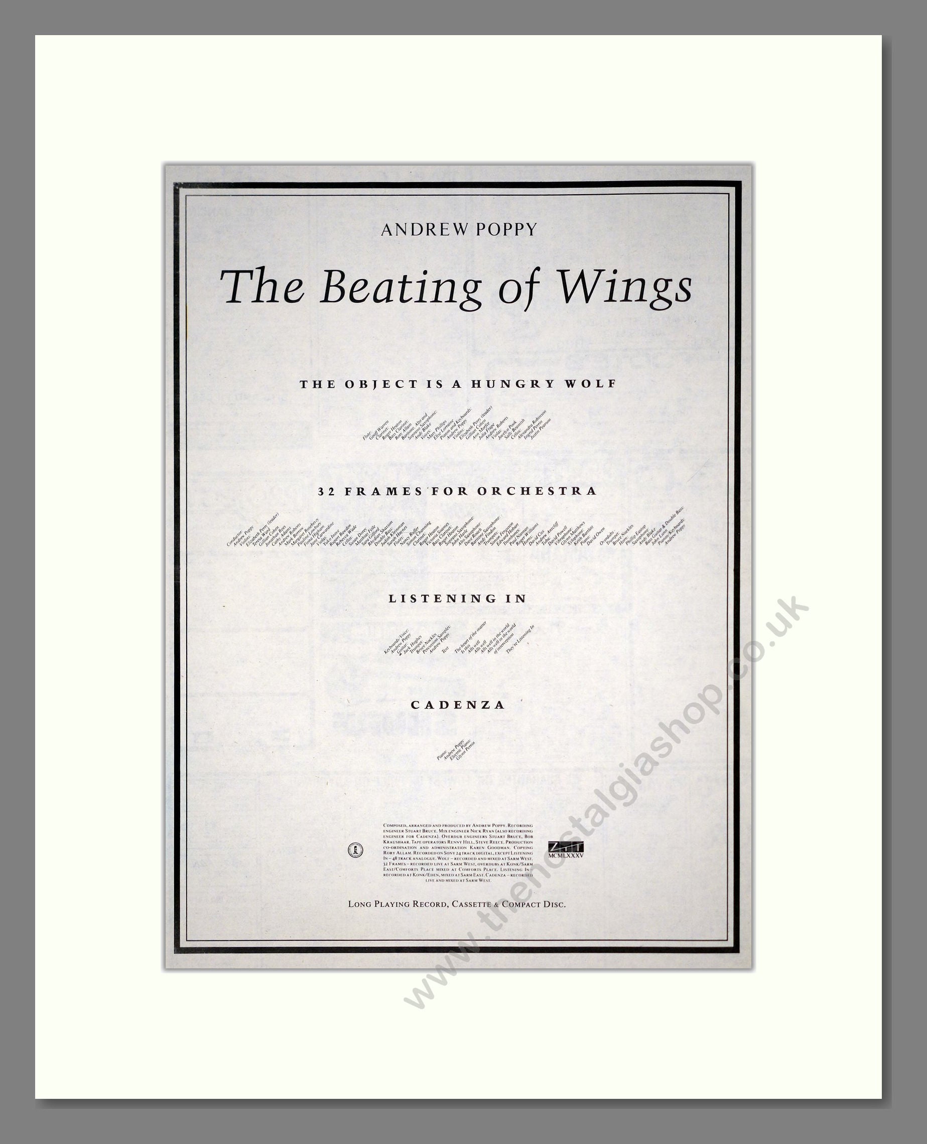 Andrew Poppy - The Beating Of Wings. Vintage Advert 1985 (ref AD20097 ...