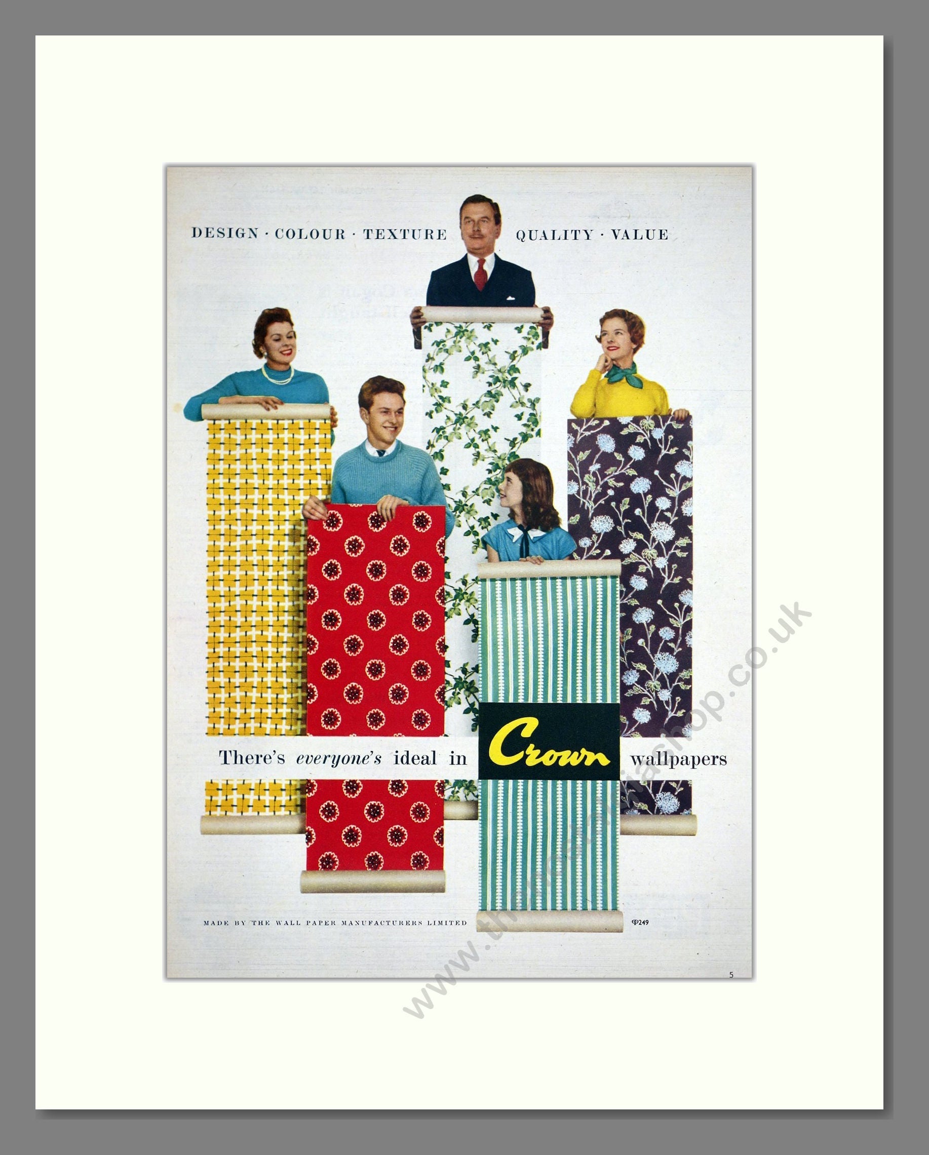 Crown - Wallpapers. Vintage Advert 1956 (ref AD303484) – The Nostalgia Shop
