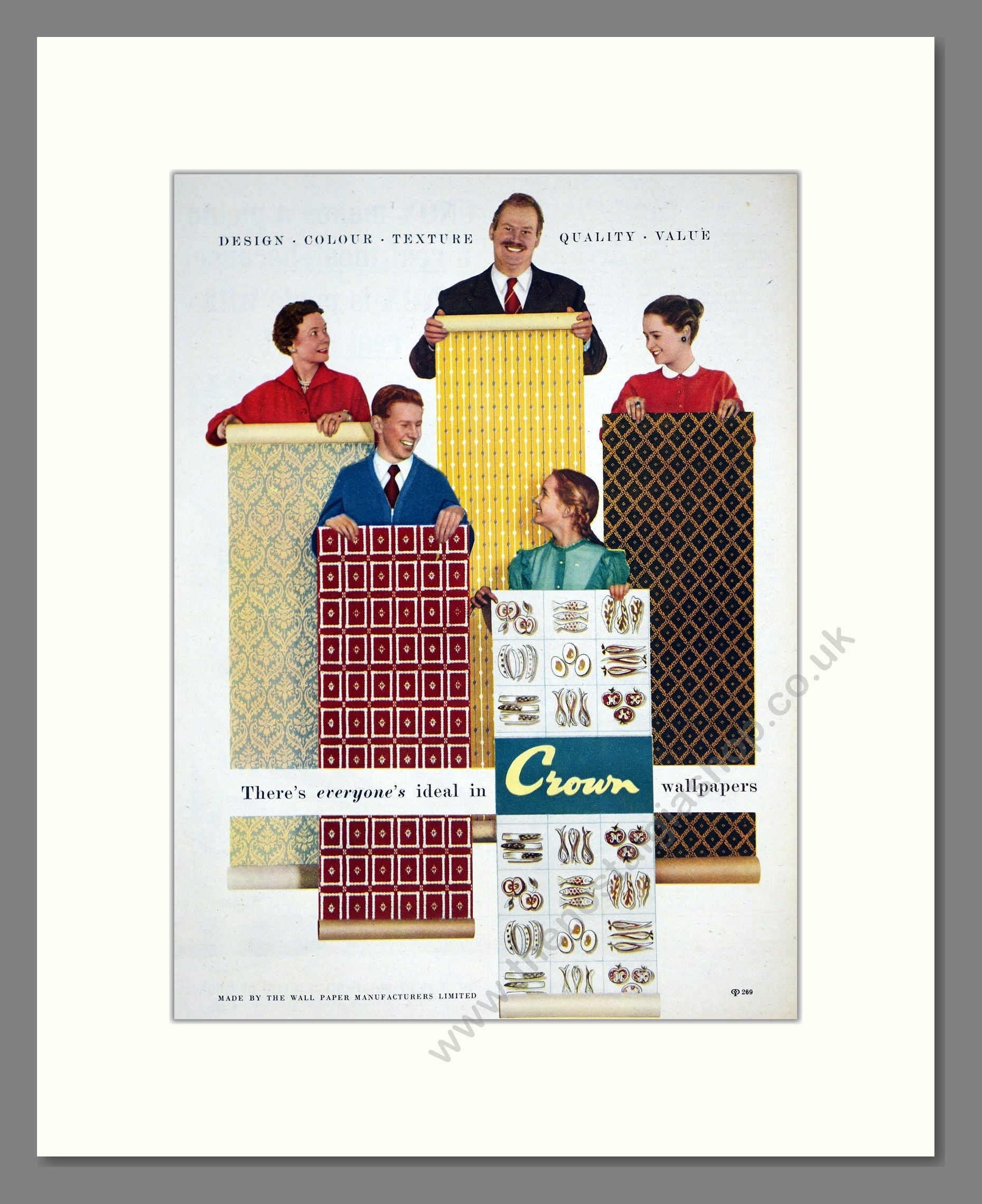 Crown - Wallpapers. Vintage Advert 1956 (ref AD303485) – The Nostalgia Shop