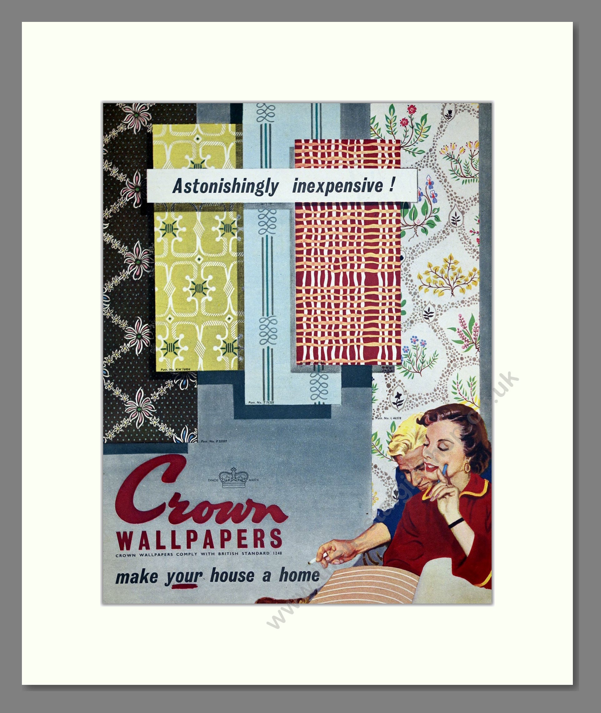 Crown - Wallpapers. Vintage Advert 1955 (ref AD303491) – The Nostalgia Shop