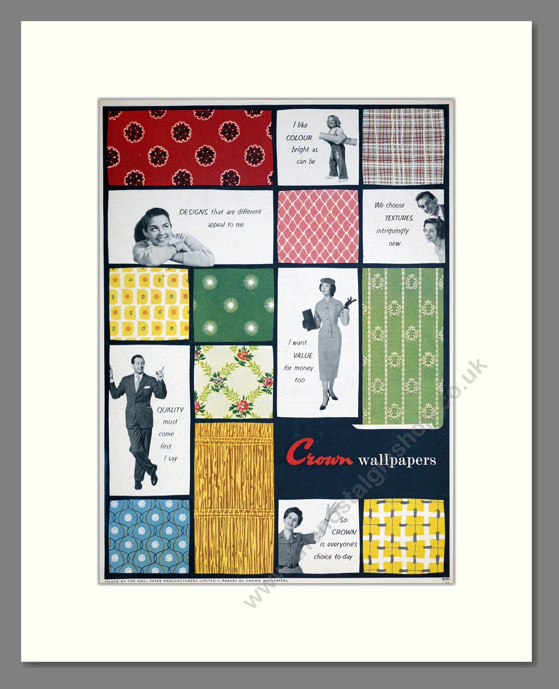 Crown - Wallpapers. Vintage Advert 1957 (ref AD303493) – The Nostalgia Shop