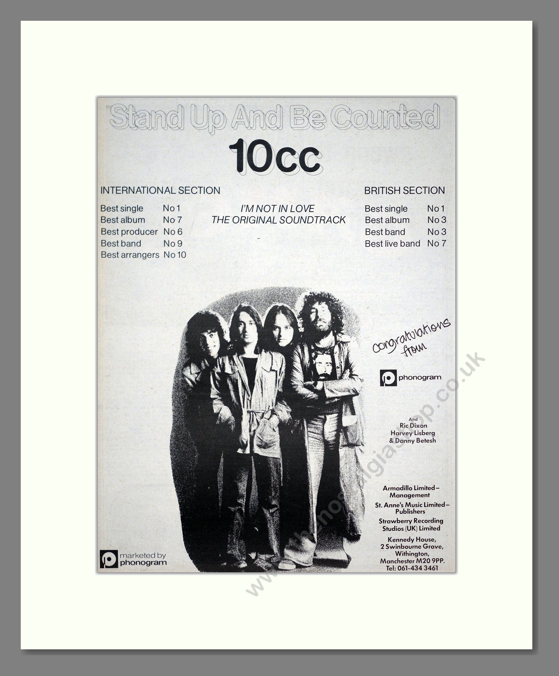 10CC - I'm Not In Love Soundtrack. Vintage Advert 1975 (ref AD20312 ...