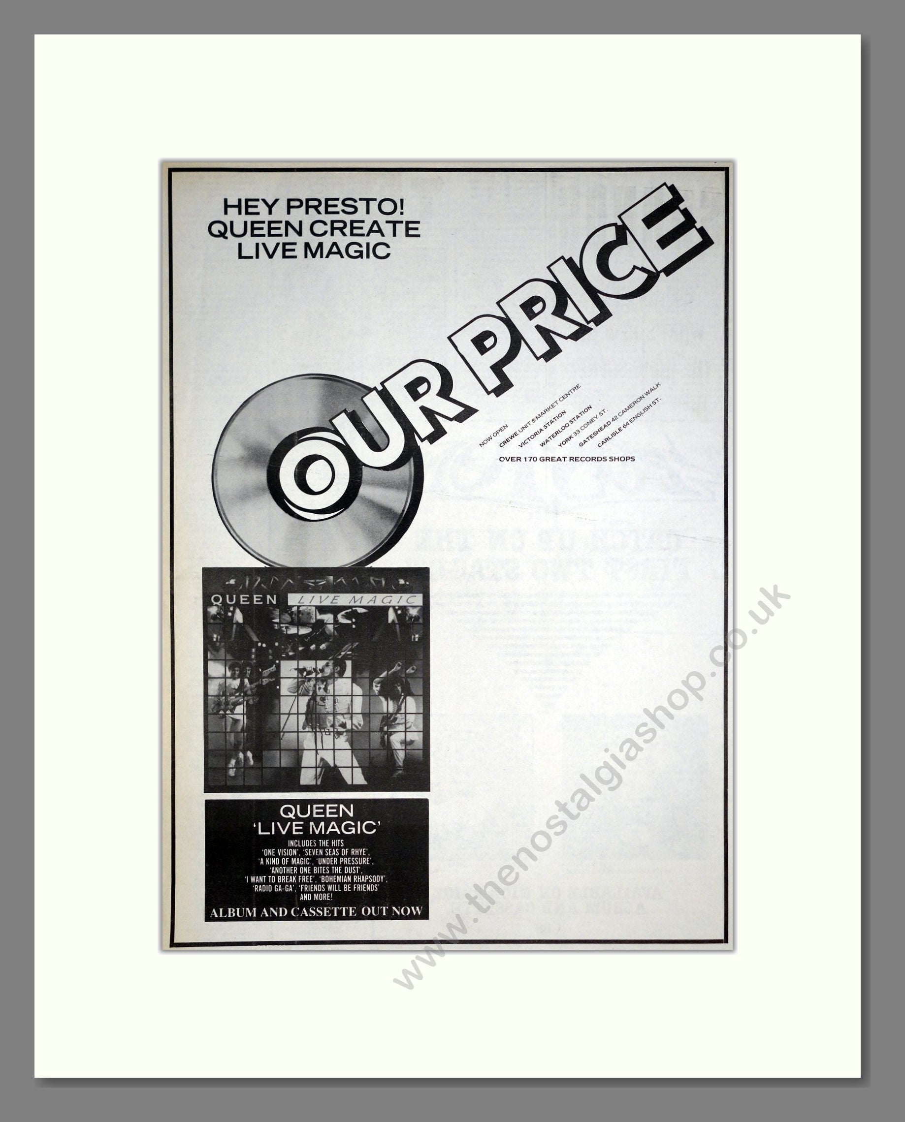 Queen - Live Magic. Vintage Advert 1986 (ref AD20469) – The Nostalgia Shop