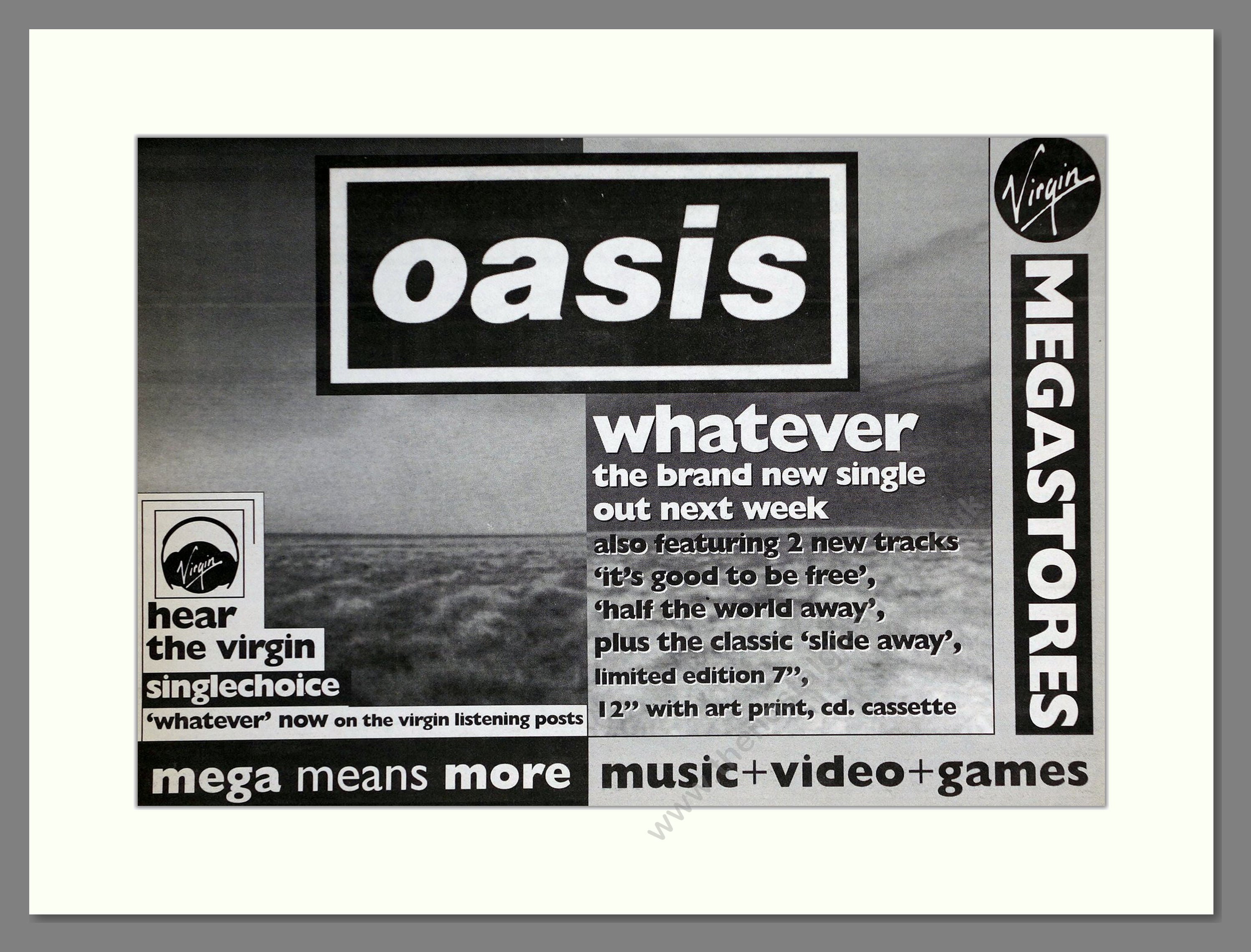 Oasis - Whatever. Vintage Advert 1994 (ref AD63678) – The Nostalgia Shop
