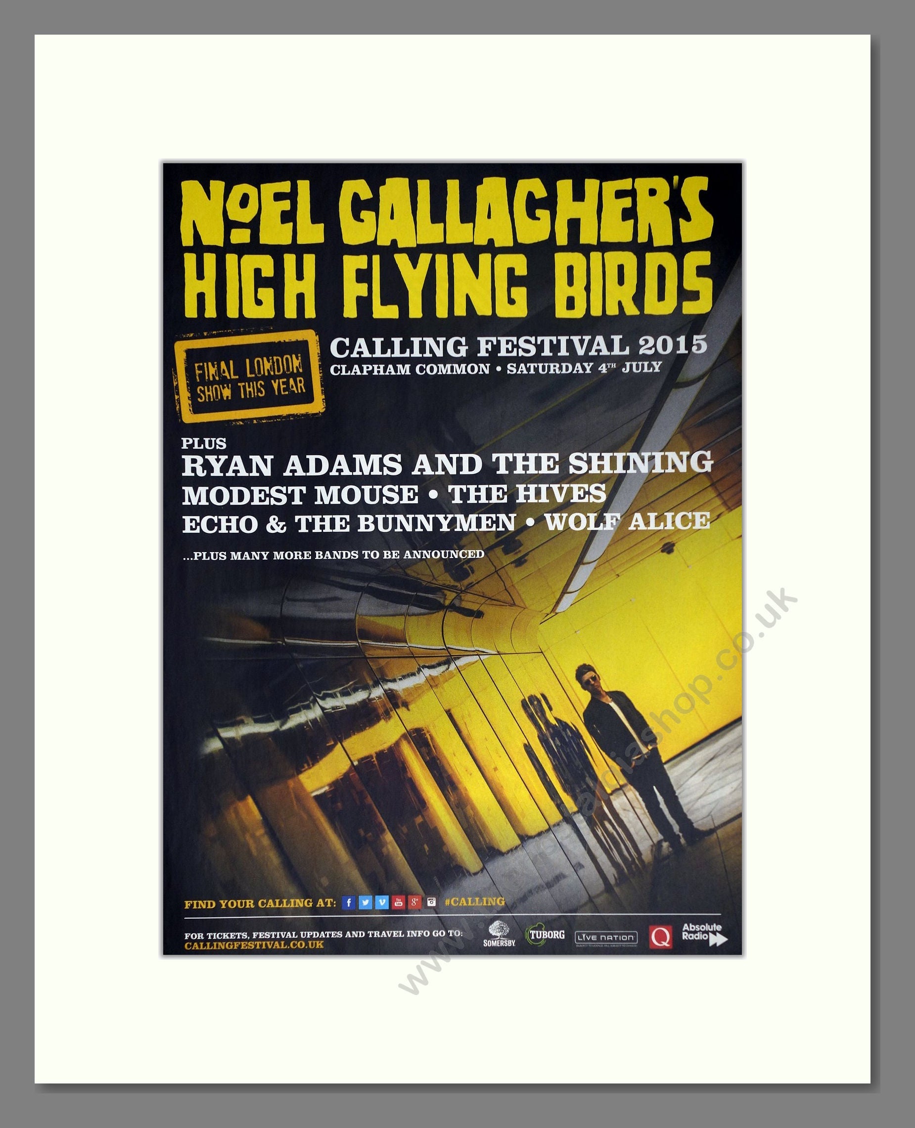 Noel Gallagher's High Flying Birds - Calling Festival. Vintage Advert ...