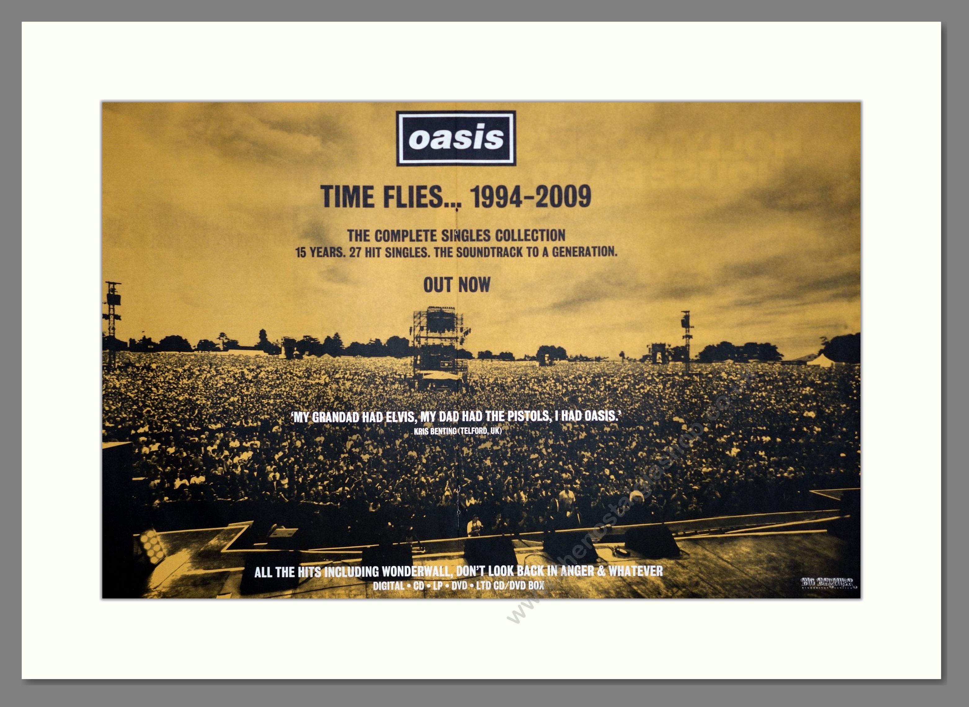 Oasis - Time Flies. Vintage Advert 2009 (ref AD63694) – The Nostalgia Shop