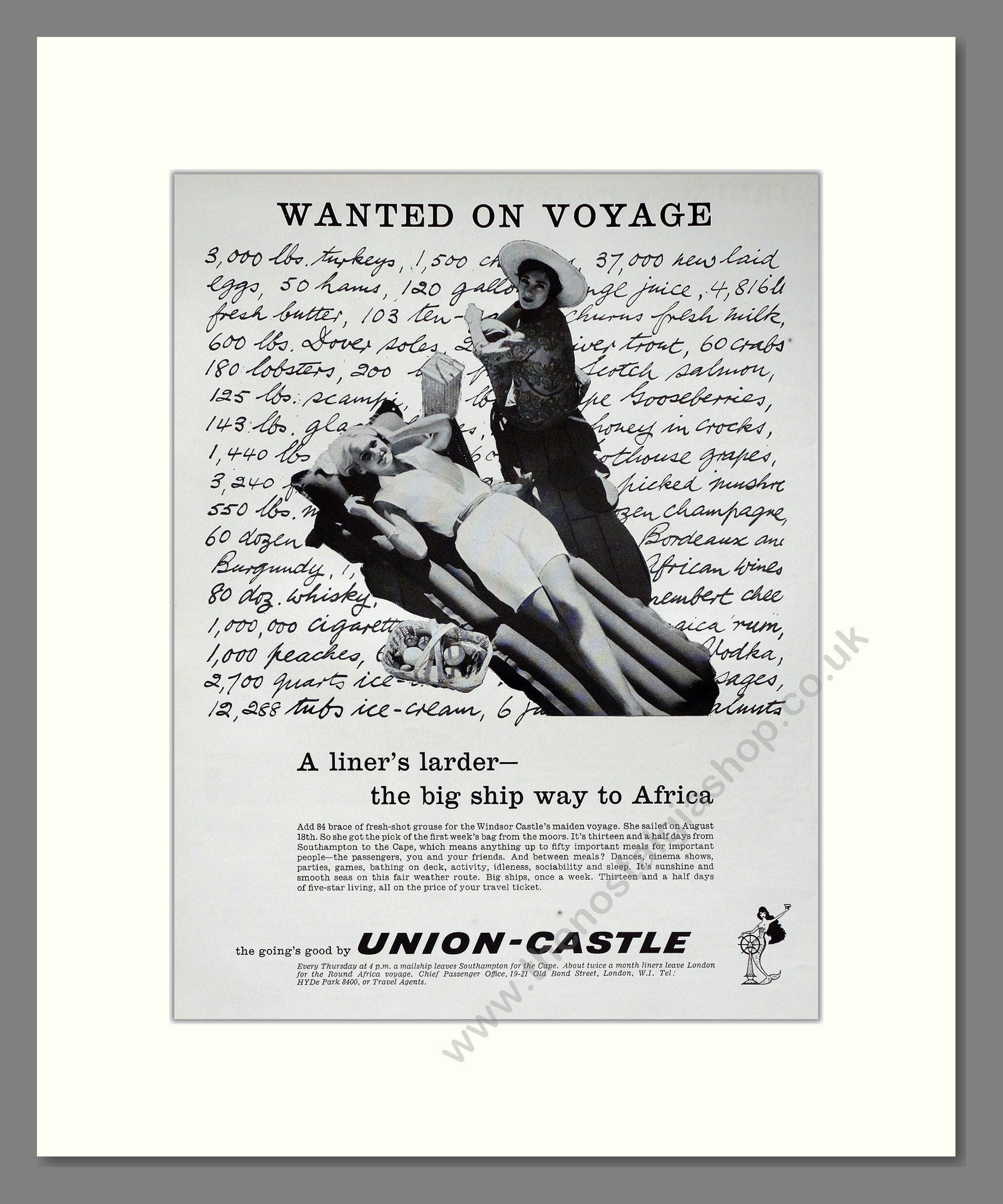 Union Castle - Wanted On Voyage. Vintage Advert 1960 (ref AD63861 ...
