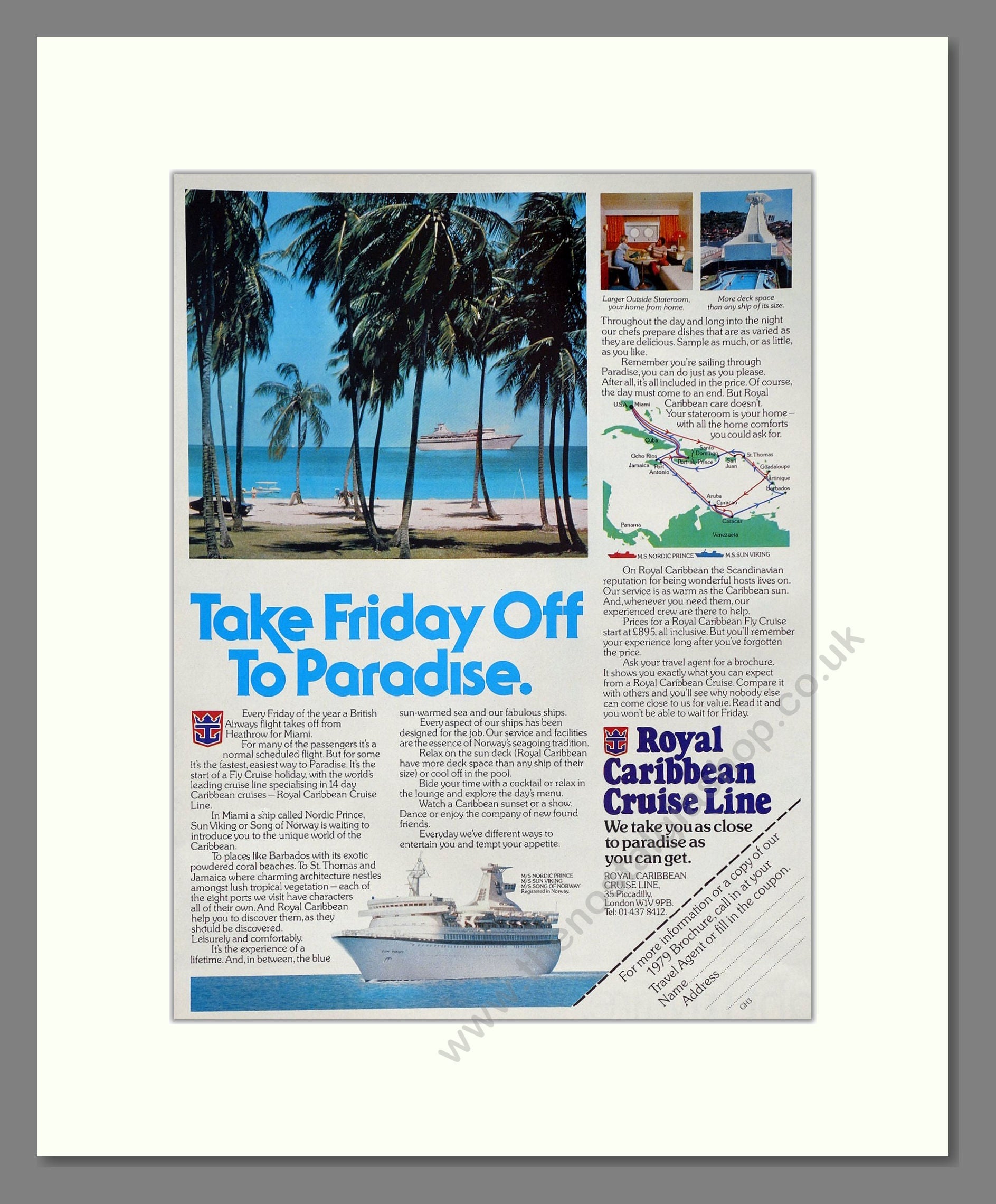Royal Caribbean - Take Friday Off To Paradise. Vintage Advert 1979 (re ...