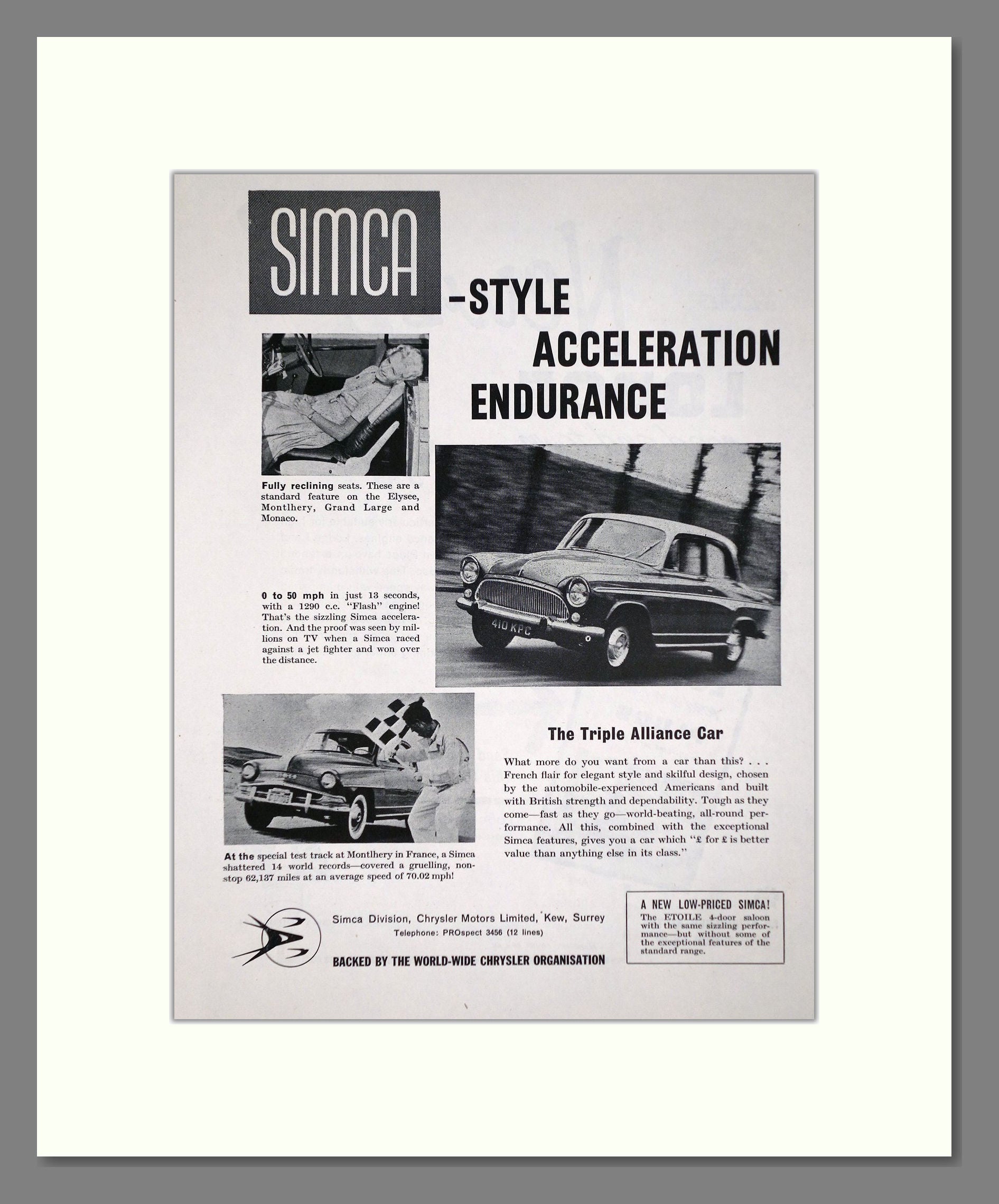 Simca - Elysee. Vintage Advert 1959 (ref AD64066) – The Nostalgia Shop