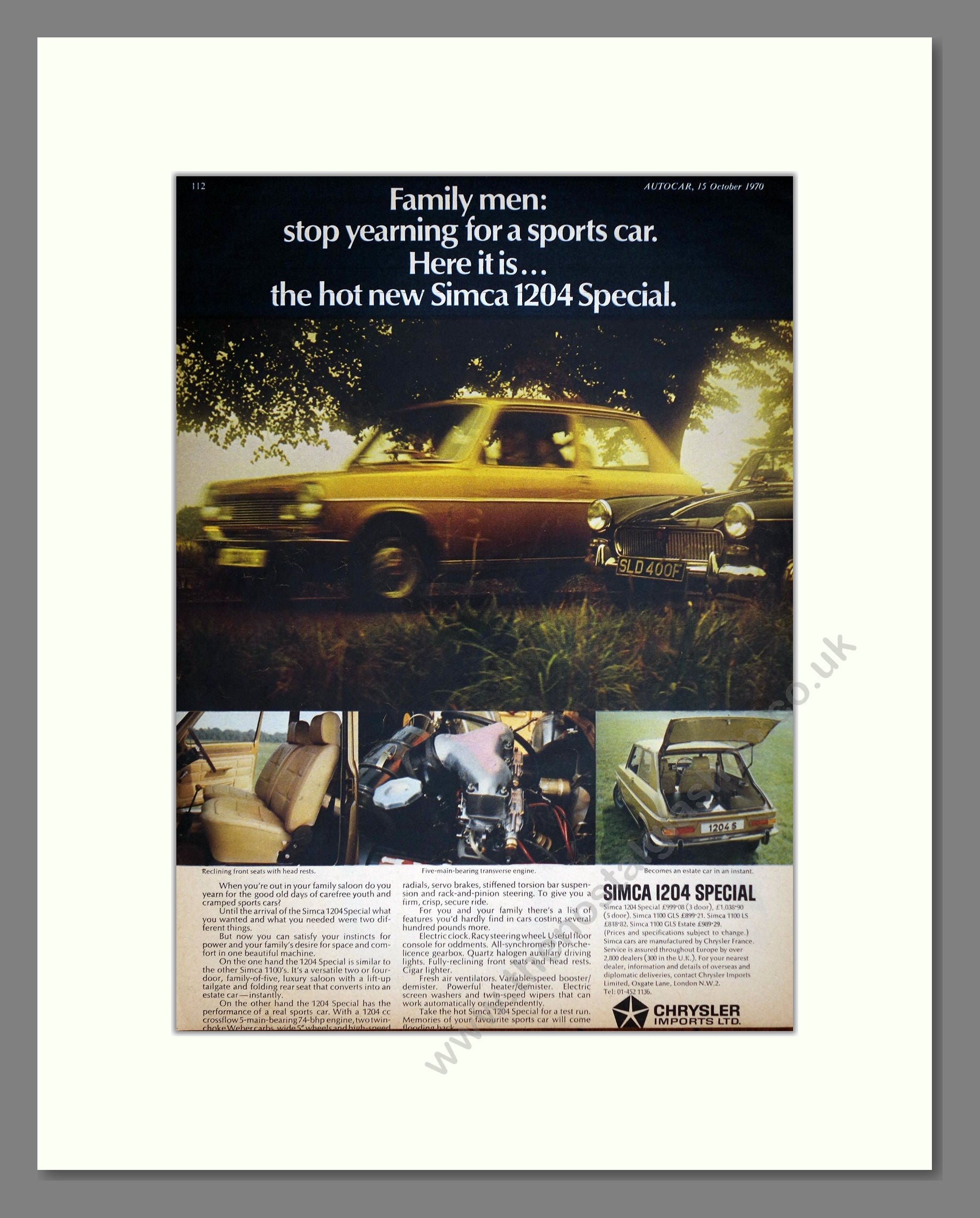 Simca - 1204 Special. Vintage Advert 1970 (ref AD64091) – The Nostalgia ...