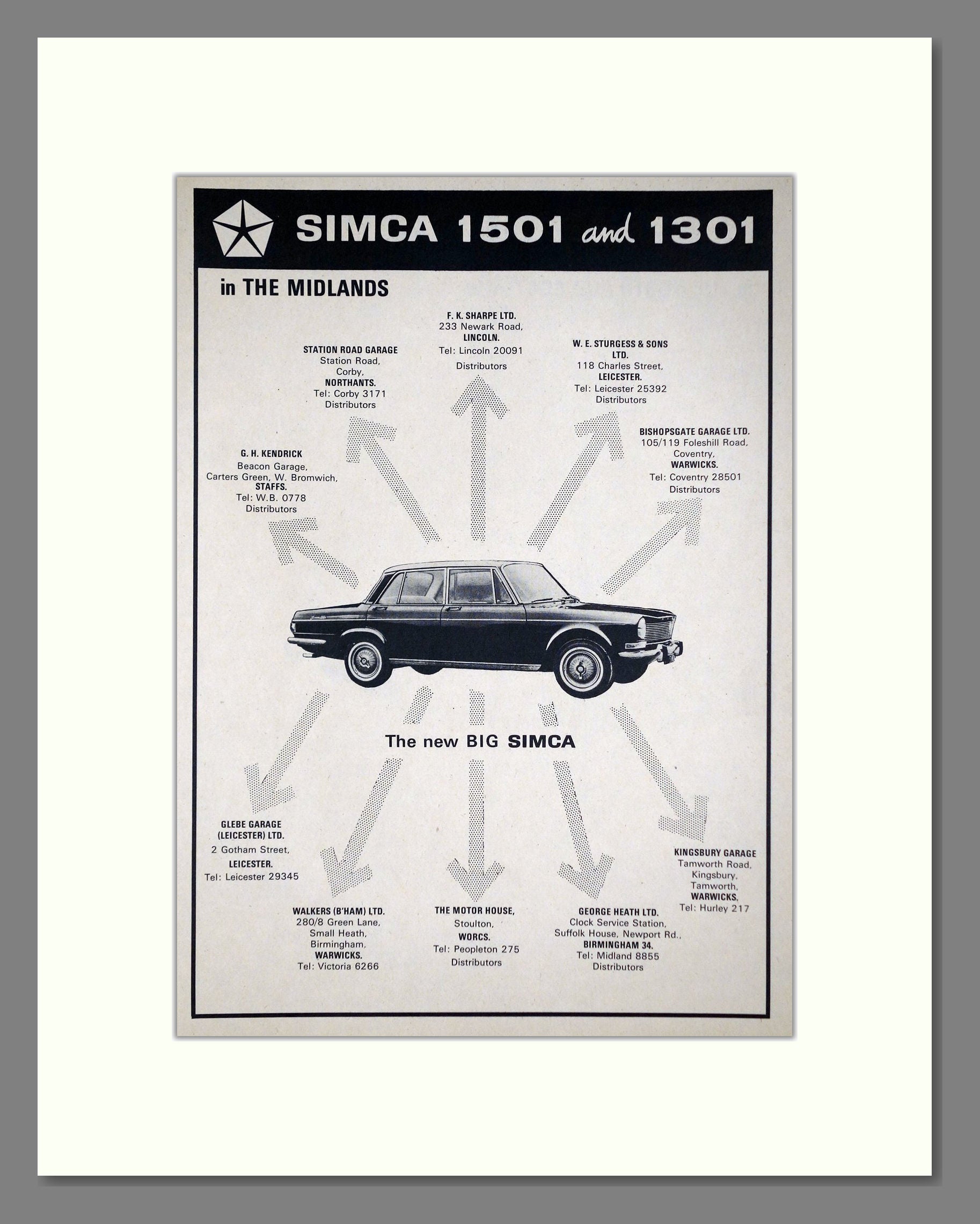 Simca - 1501 / 1301. Vintage Advert 1966 (ref AD64098) – The Nostalgia Shop