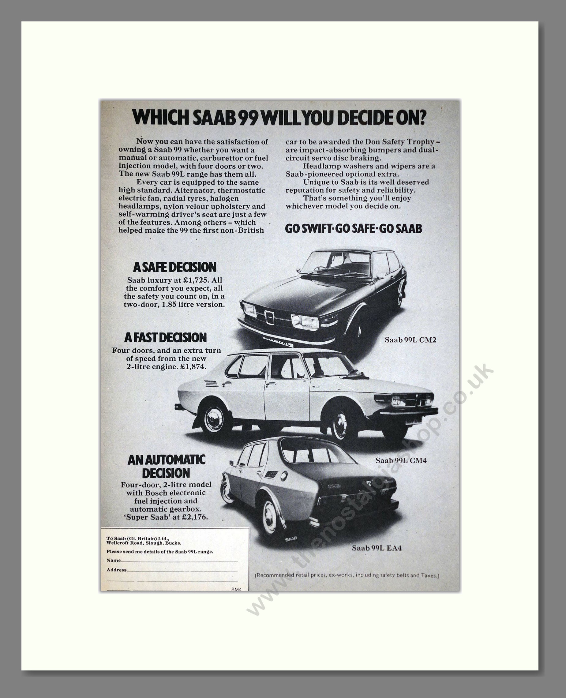 Saab - 99. Vintage Advert 1973 (ref AD64154) – The Nostalgia Shop