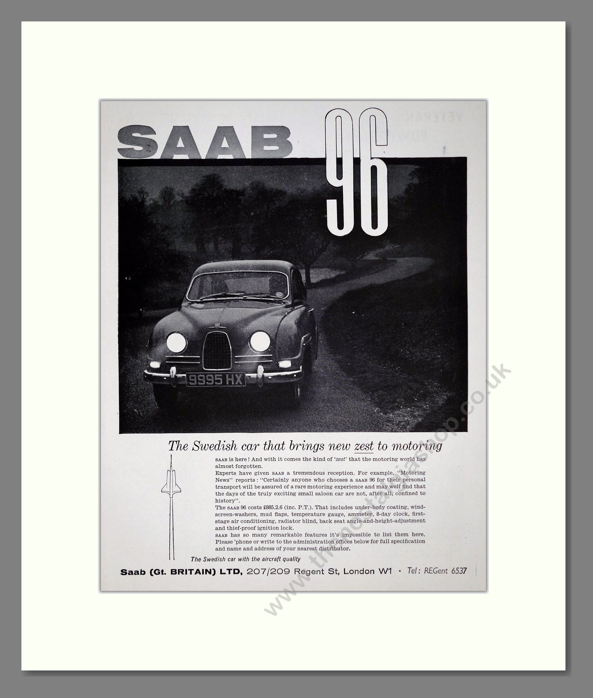 Saab - 96. Vintage Advert 1961 (ref AD64195) – The Nostalgia Shop