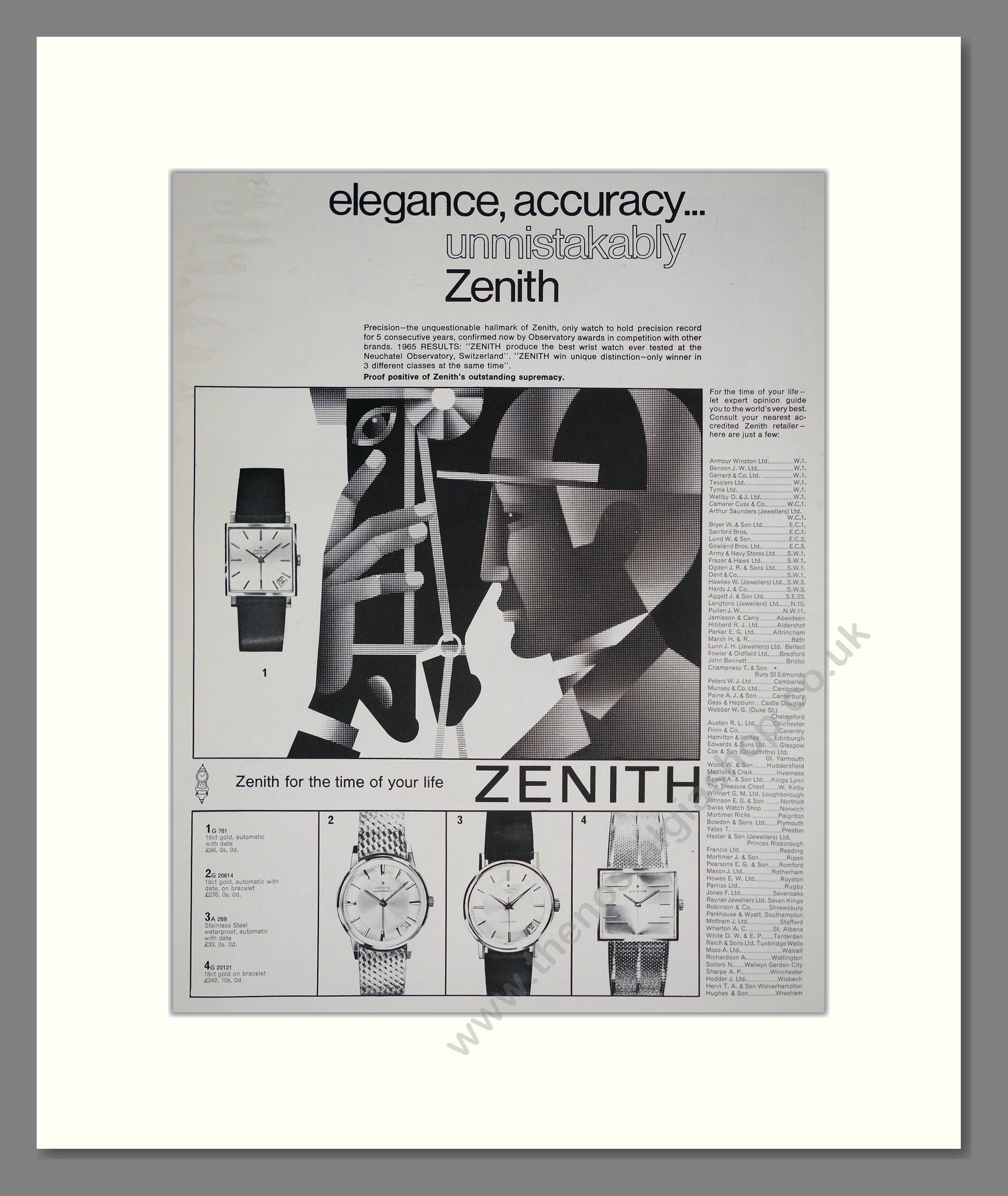 Zenith - Unmistakably Zenith. Vintage Advert 1965 (ref AD303577) – The ...