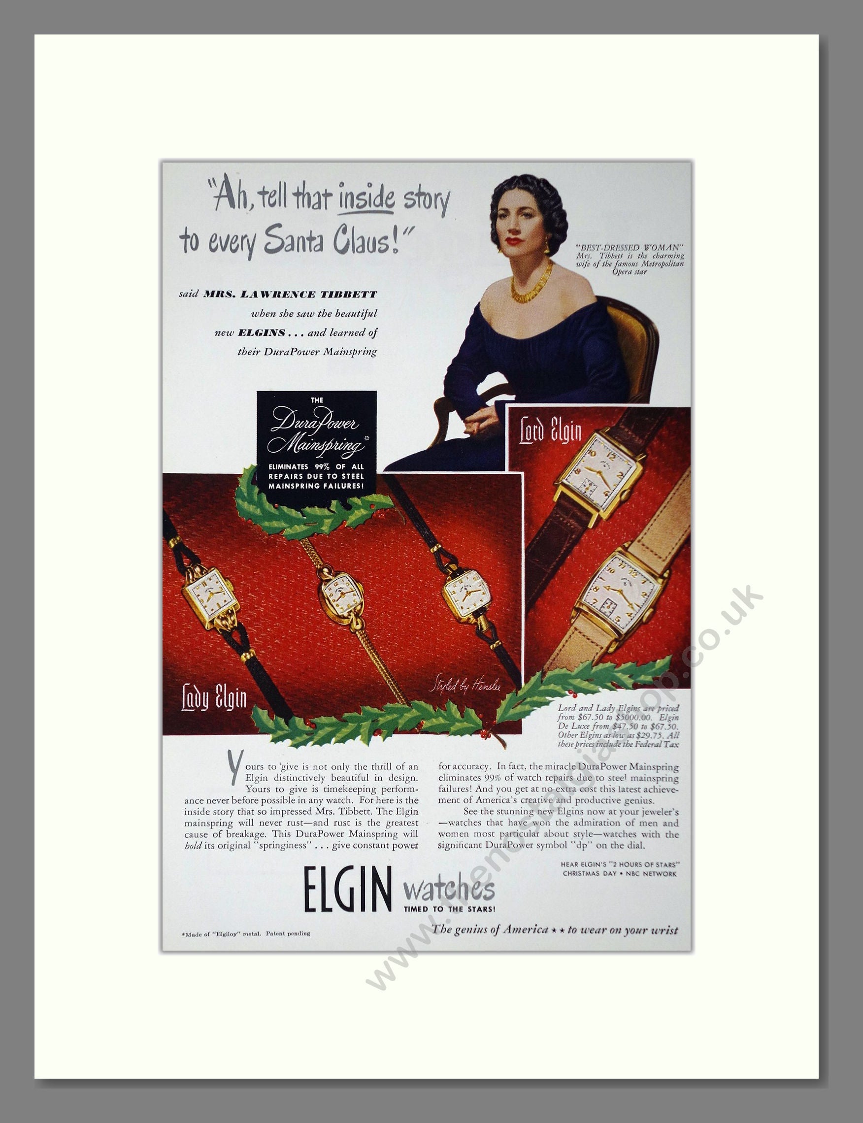 Elgin - Christmas Gifts. Vintage Advert 1949 (ref AD64279) – The ...