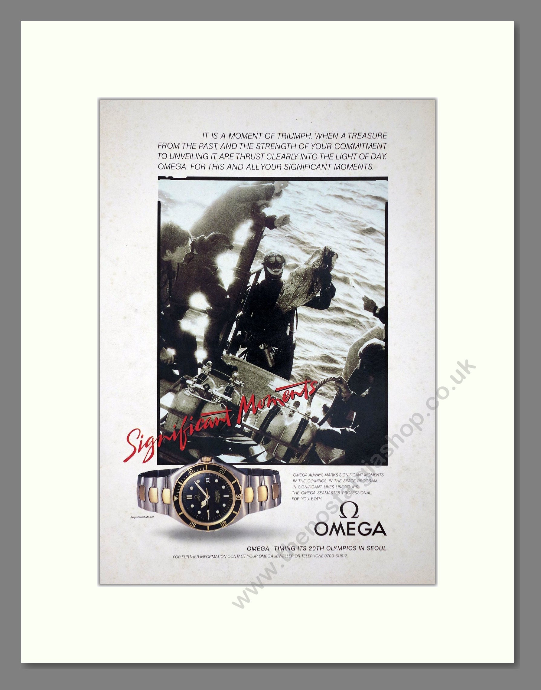 Omega - Seamaster. Vintage Advert 1988 (ref AD64301) – The Nostalgia Shop