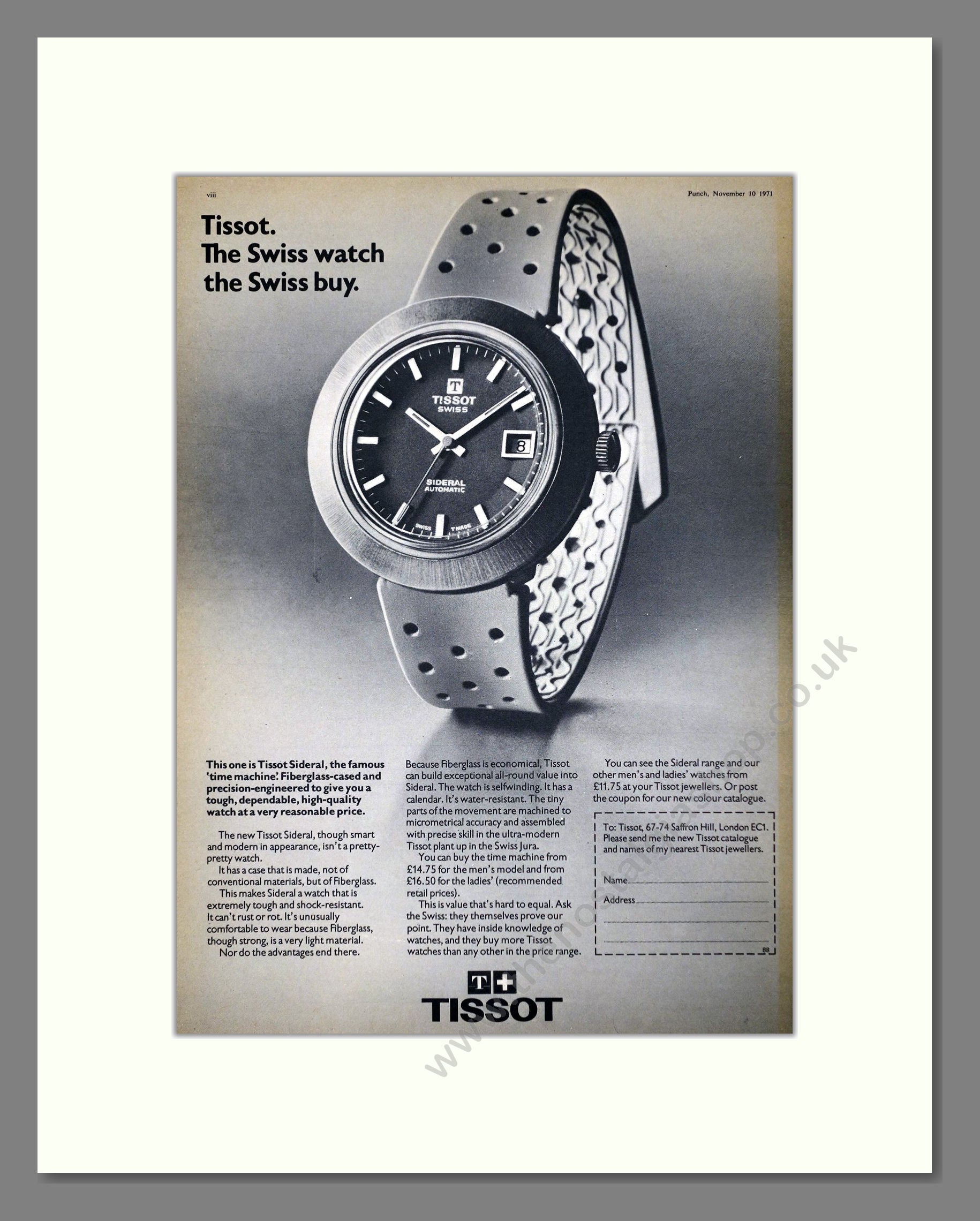 Tissot - Sideral. Vintage Advert 1971 (ref AD64312) – The Nostalgia Shop