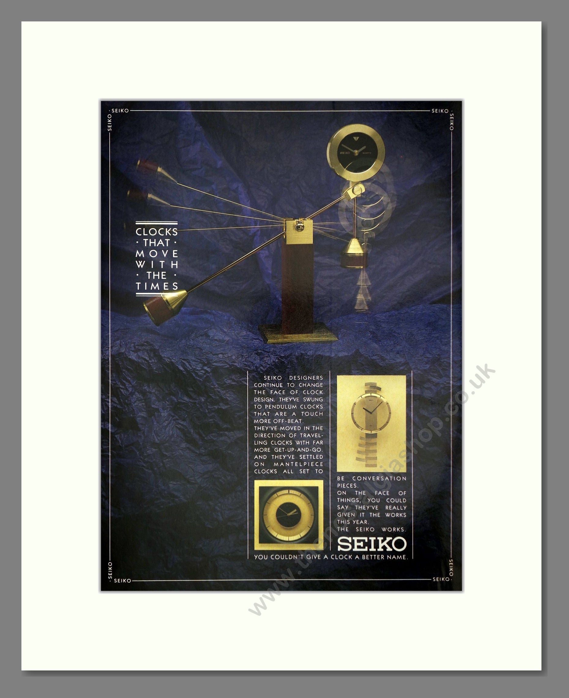 Seiko - Clocks. Vintage Advert 1985 (ref AD64313) – The Nostalgia Shop