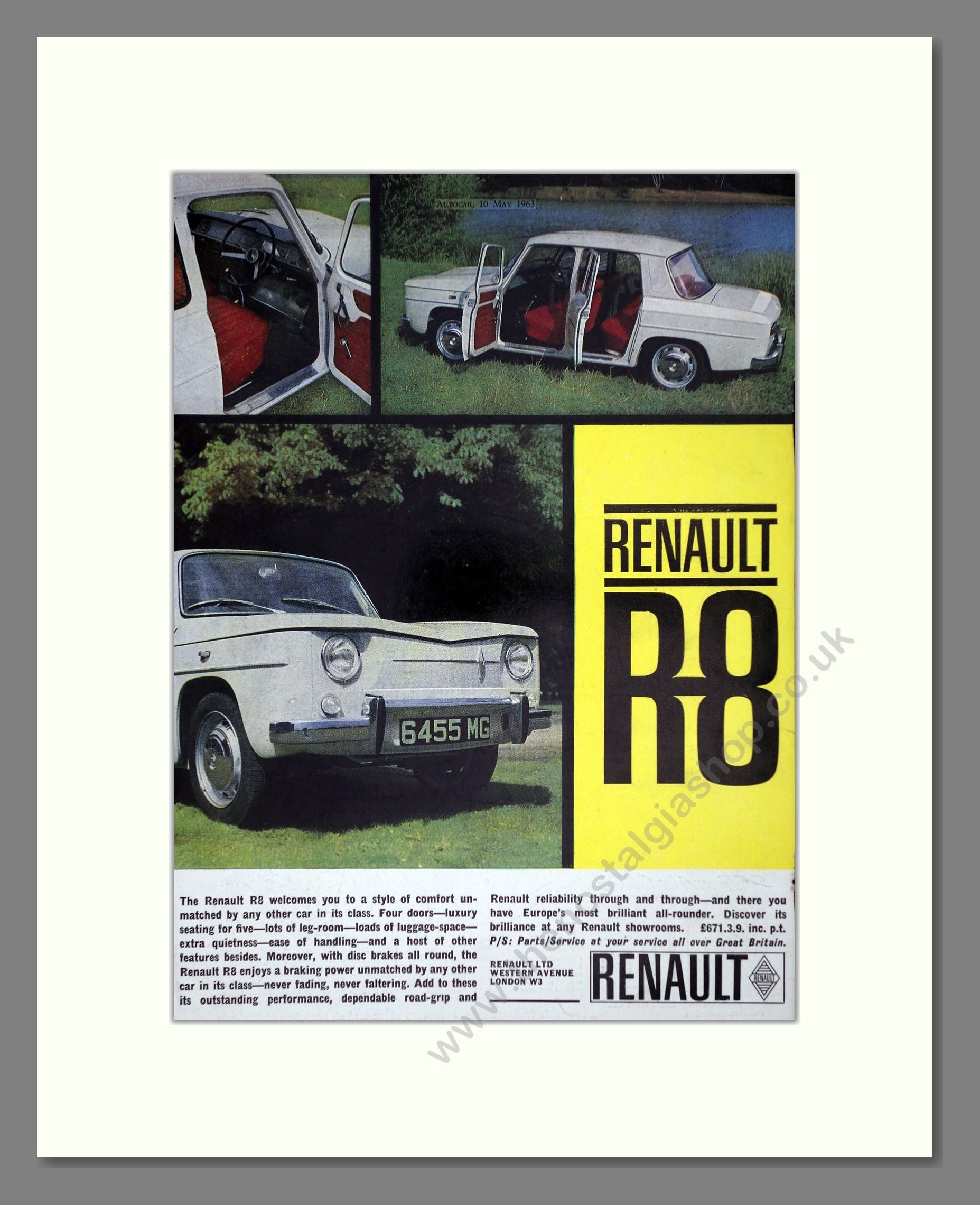 Renault - R8. Vintage Advert 1963 (ref AD64497) – The Nostalgia Shop