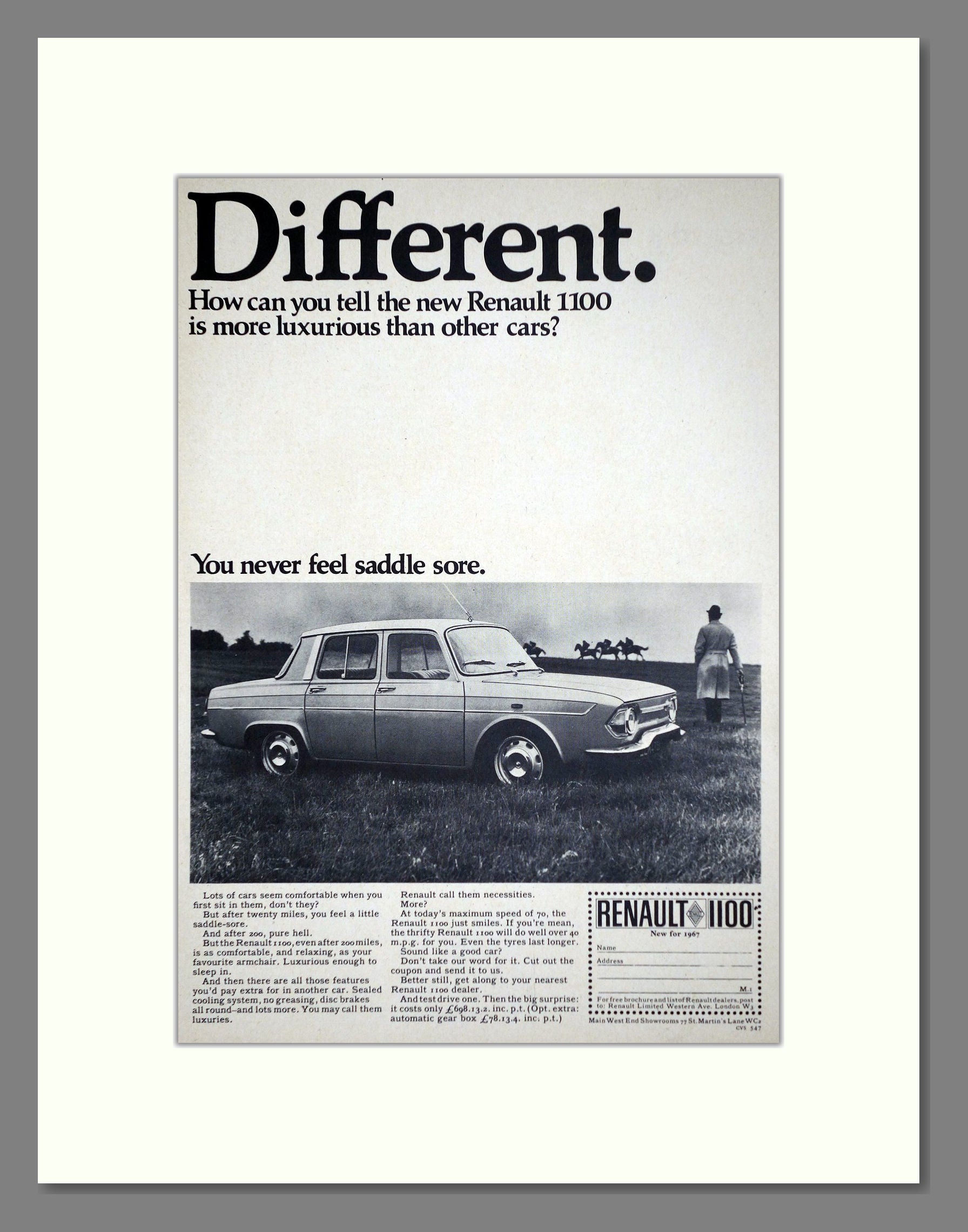 Renault - 1100. Vintage Advert 1966 (ref AD64503) – The Nostalgia Shop