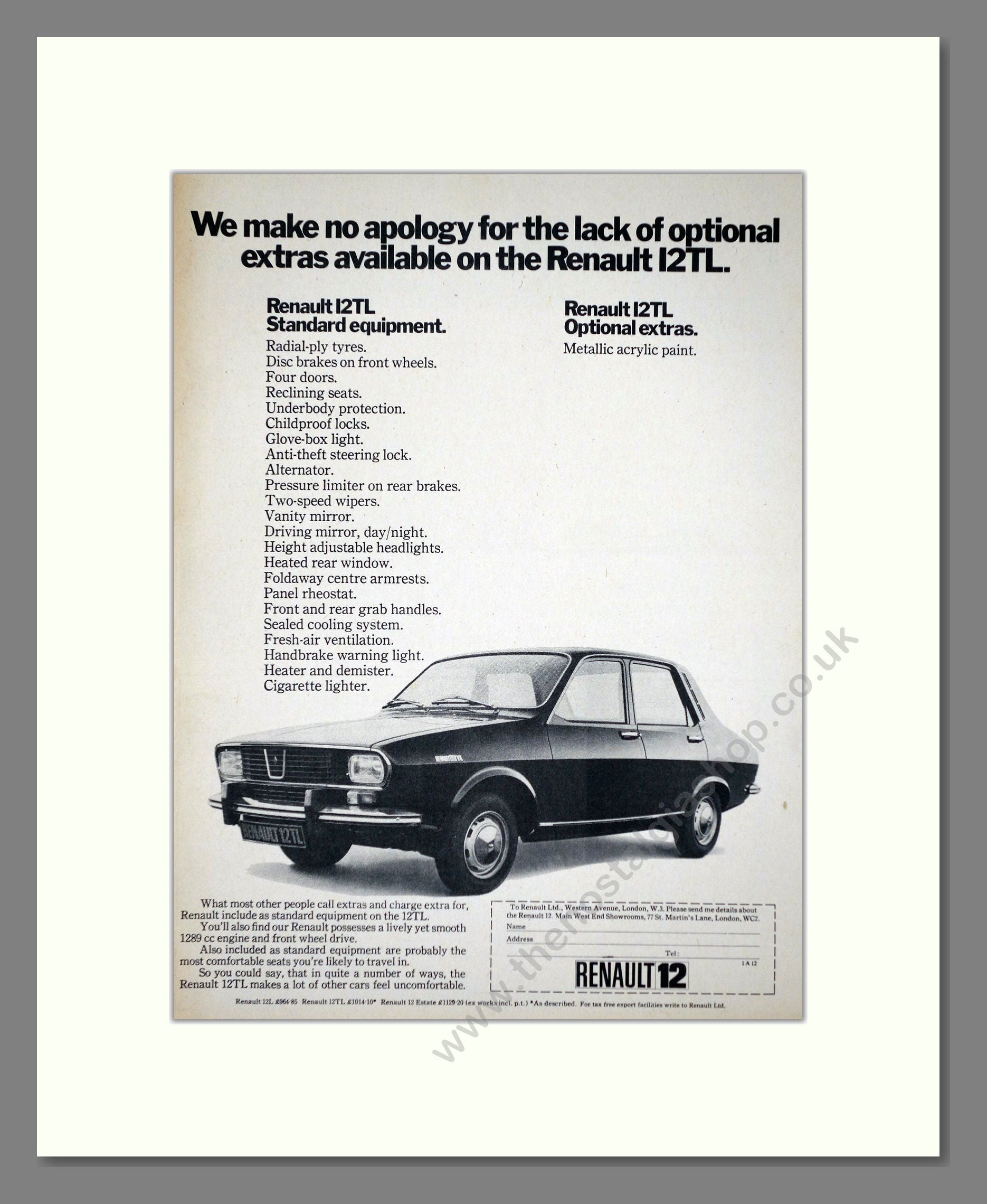 Renault - 12. Vintage Advert 1972 (ref AD64527) – The Nostalgia Shop