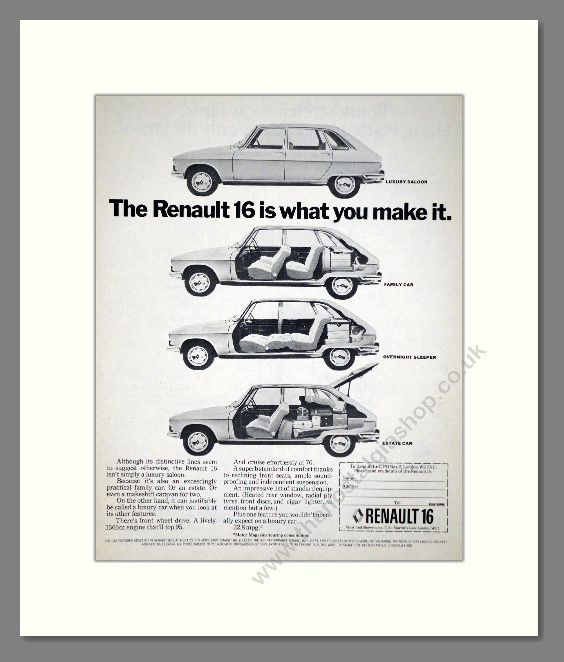Renault - 16. Vintage Advert 1974 (ref AD64541) – The Nostalgia Shop