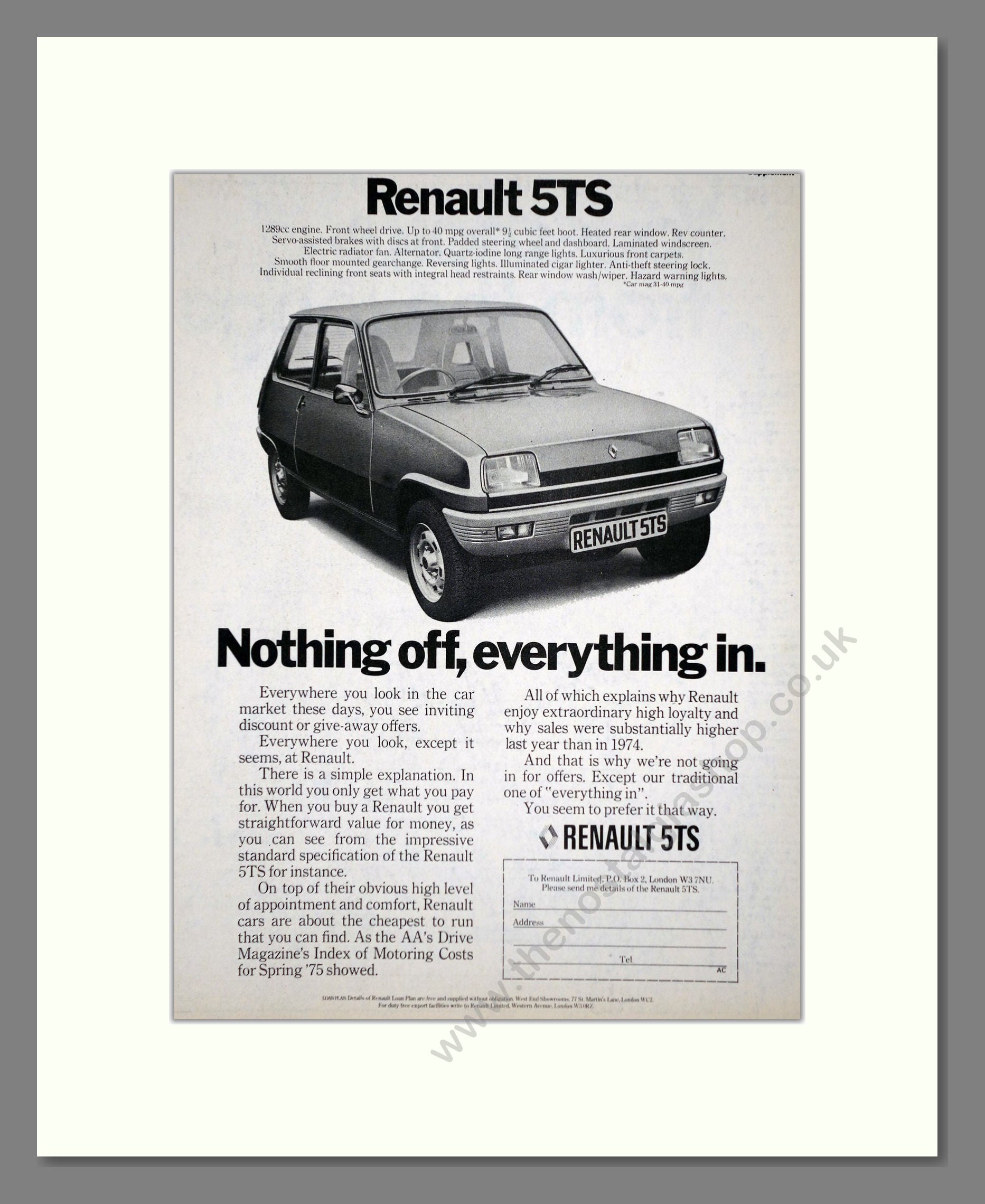 Renault - 5TS. Vintage Advert 1976 (ref AD64563) – The Nostalgia Shop