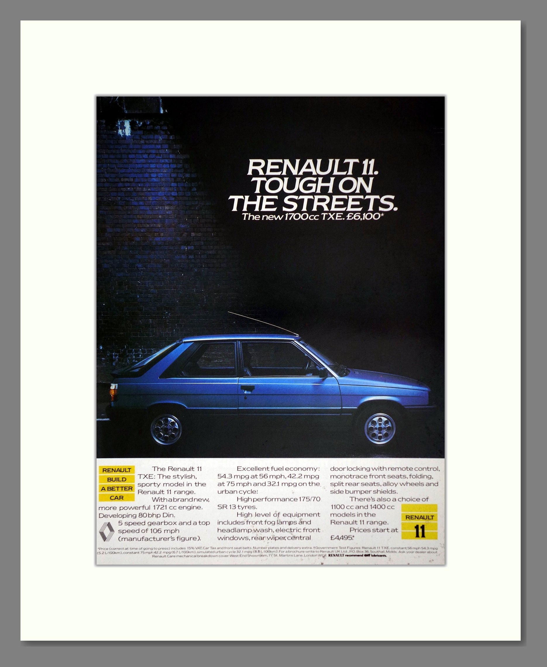 Renault - 11. Vintage Advert 1984 (ref AD64610) – The Nostalgia Shop