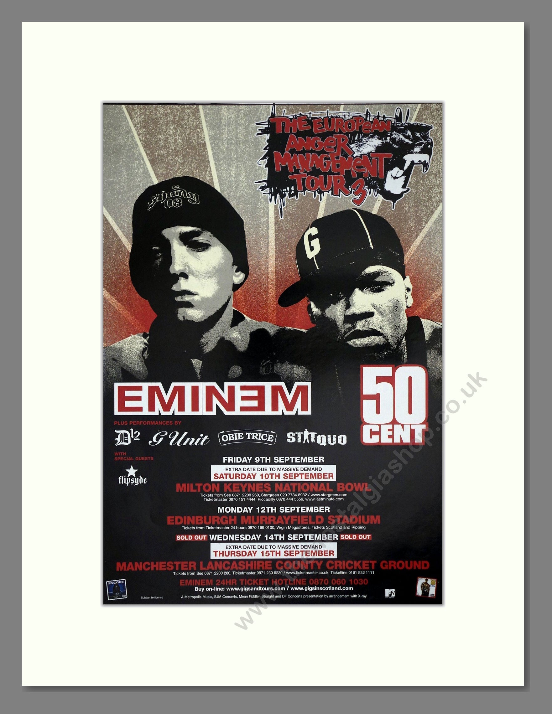 Eminem / 50 Cent - UK Tour. Vintage Advert 2005 (ref AD64716) – The ...