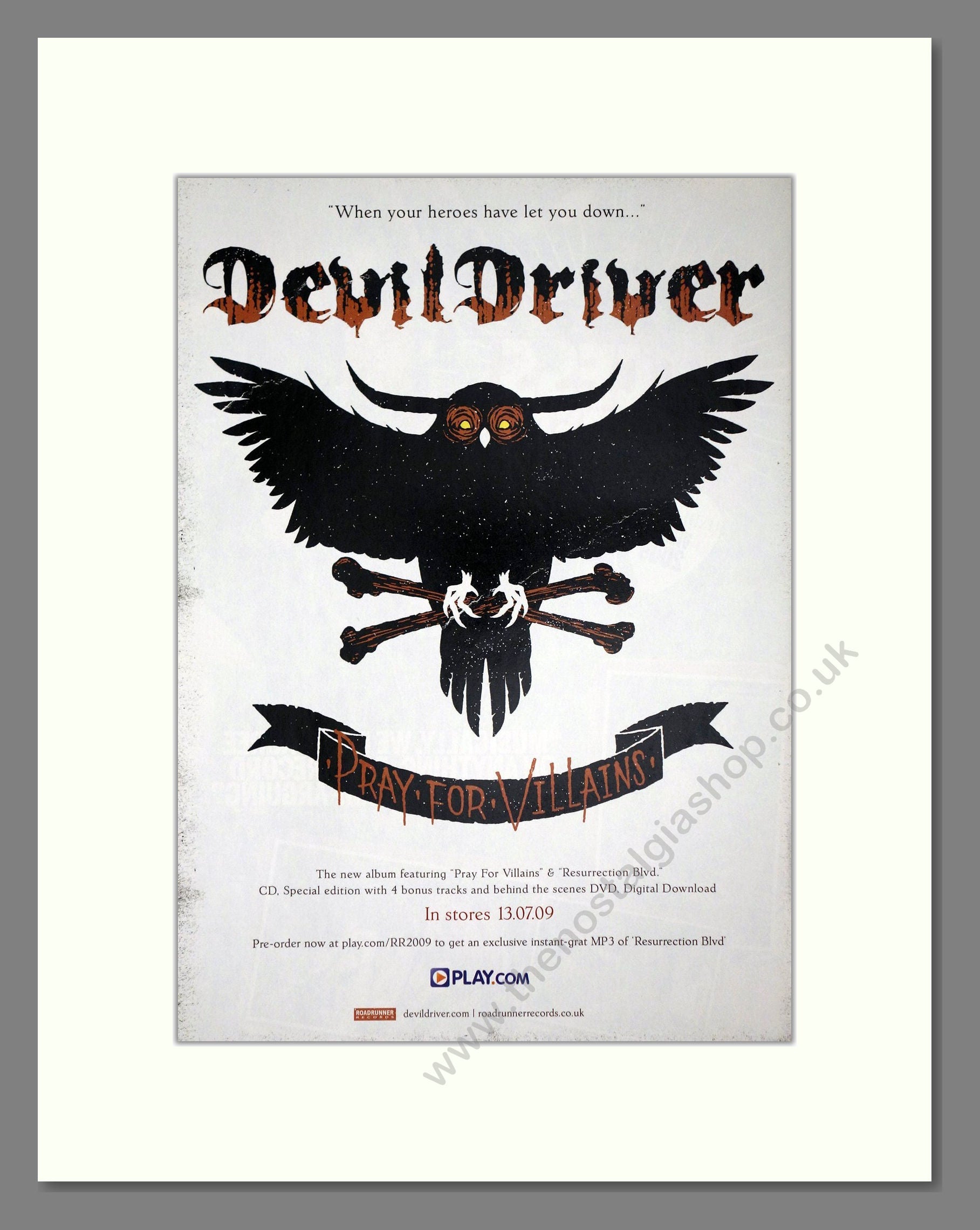 Devil Driver - Pray For Villains. Vintage Advert 2009 (ref AD64723 ...