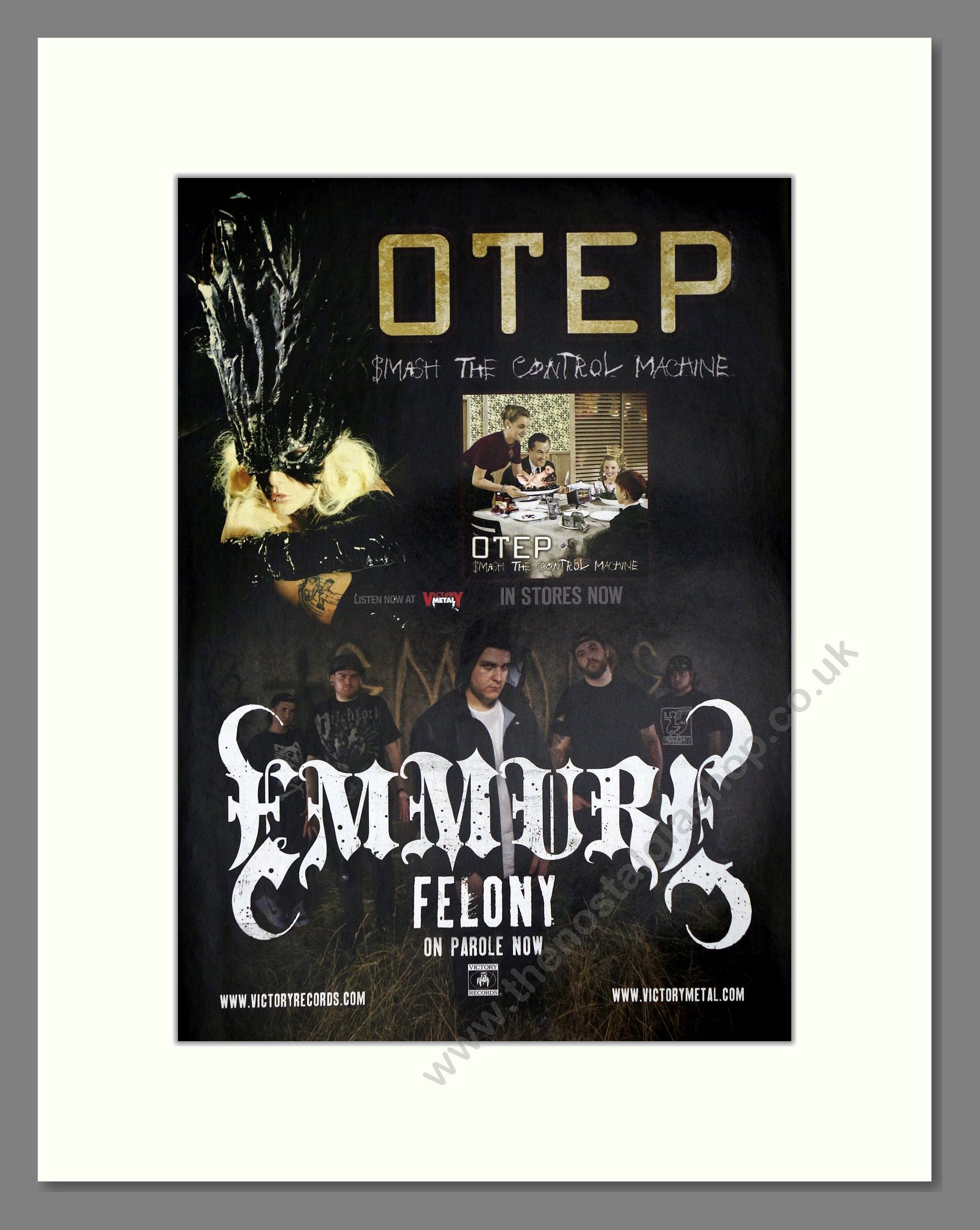 Otep / Emmure - Smash The Control Machine / Felony. Vintage Advert 200 ...