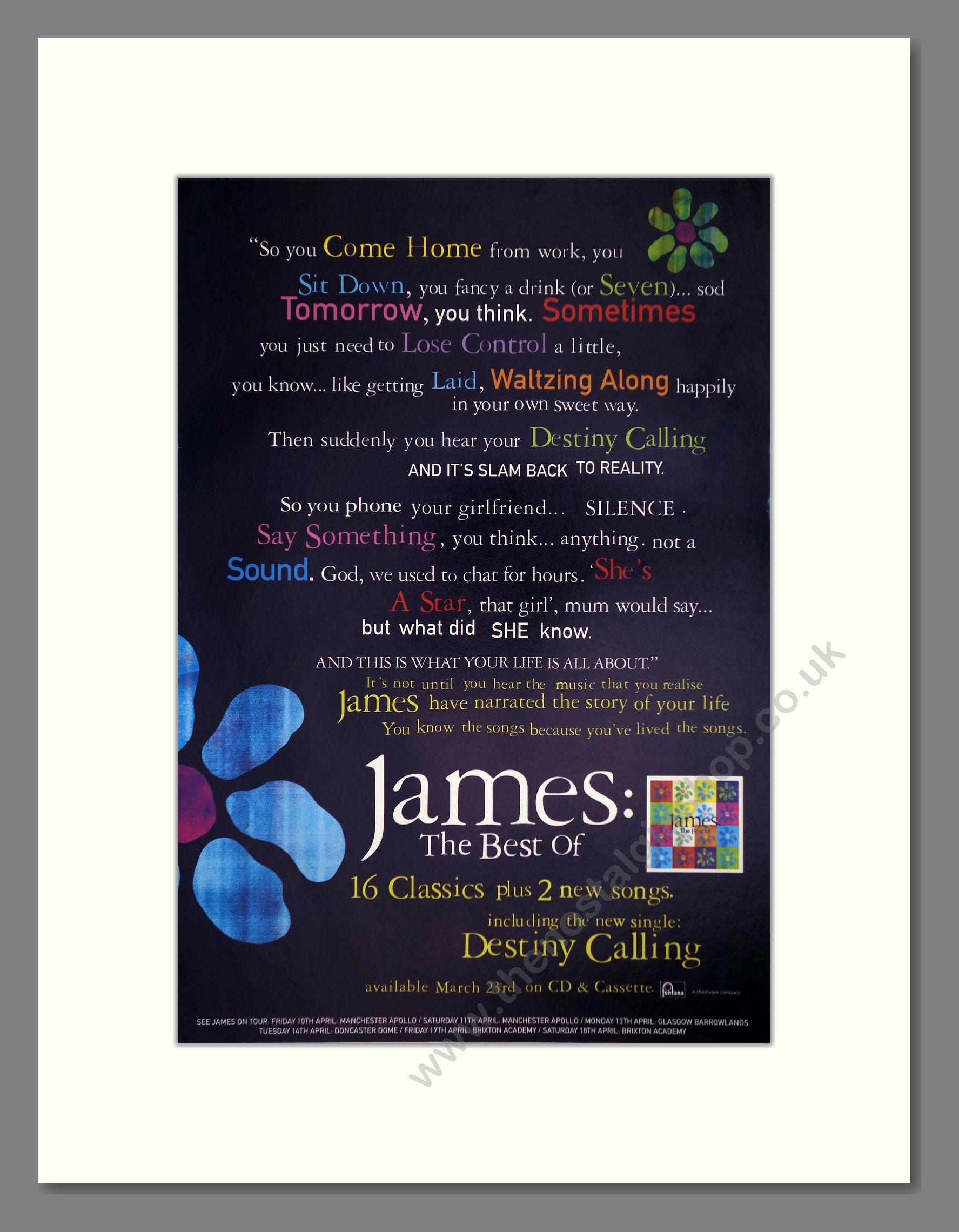 James - Best Of. Vintage Advert 1998 (ref AD64819) – The Nostalgia Shop
