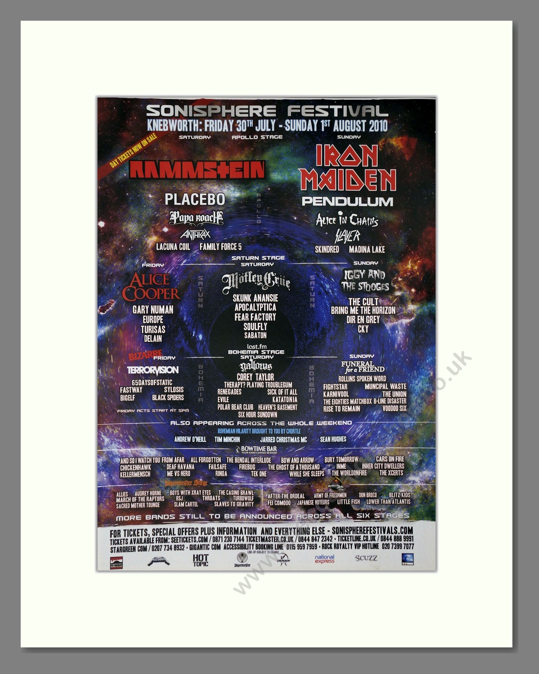 Sonisphere Festival - Line Up. Vintage Advert 2010 (ref AD64961) – The ...