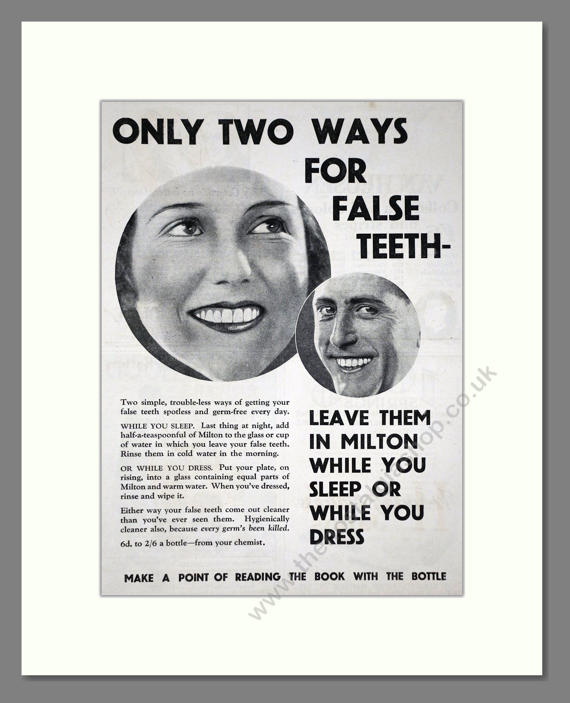 Milton - For False Teeth. Vintage Advert 1928 (ref AD65194) – The ...
