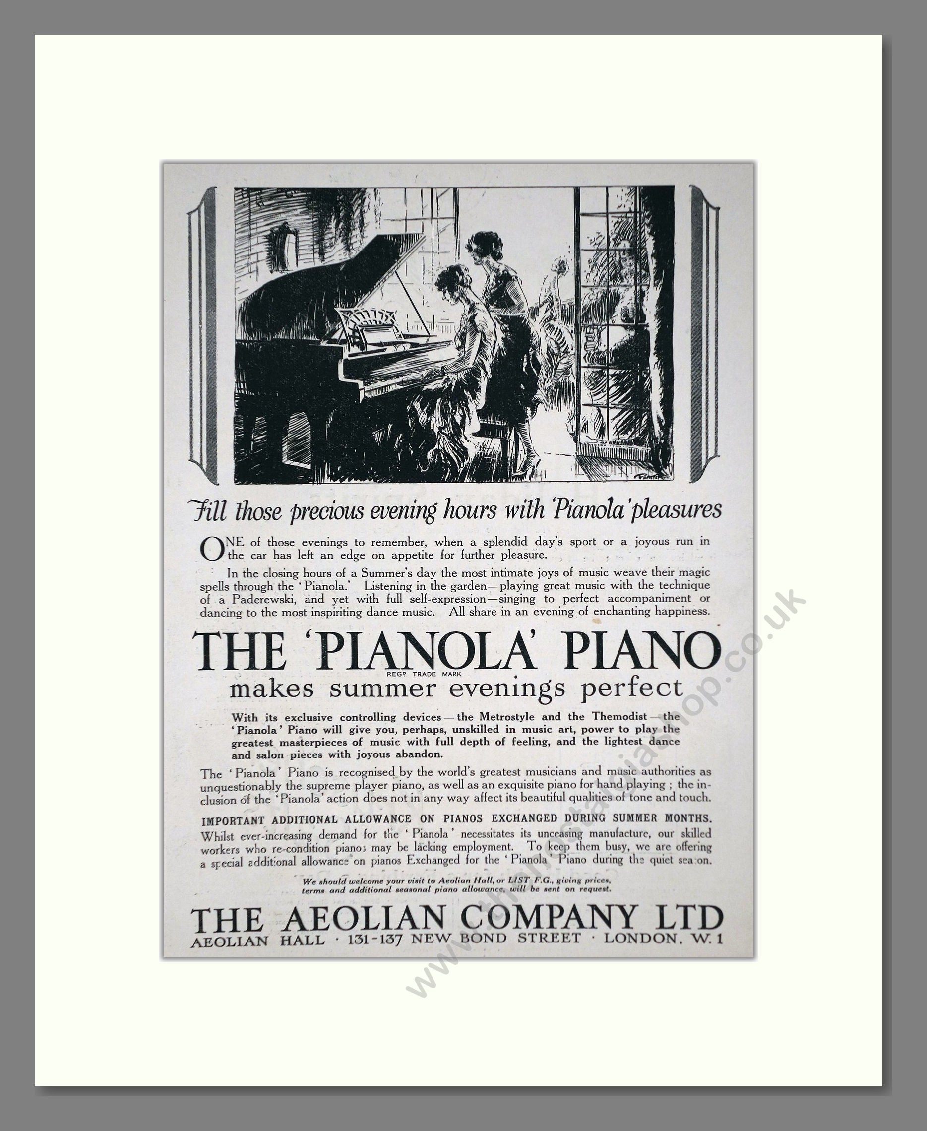 Aeolian Company - Pianola Piano. Vintage Advert 1927 (ref AD65406 ...