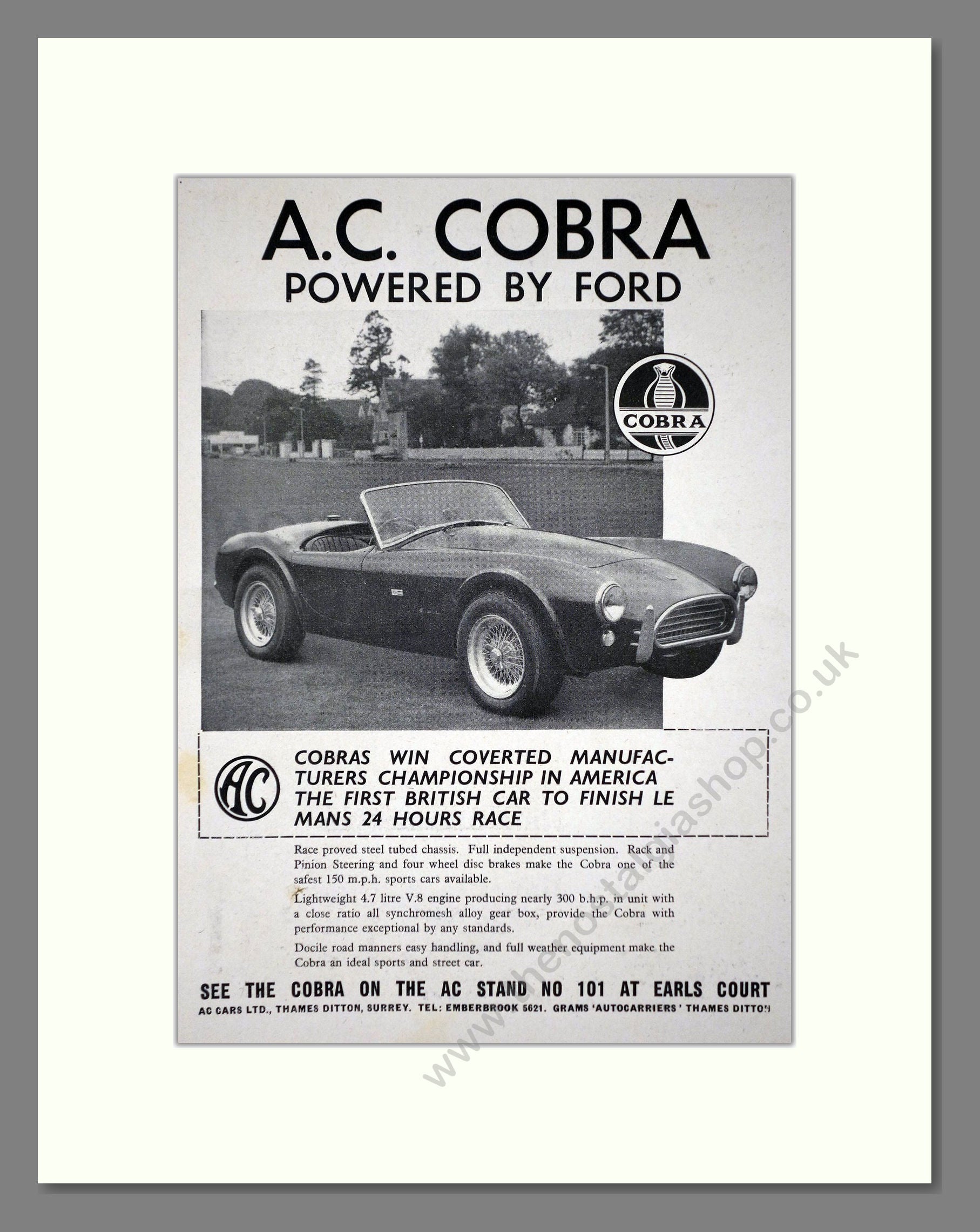 AC - Cobra. Vintage Advert 1963 (ref AD65197) – The Nostalgia Shop
