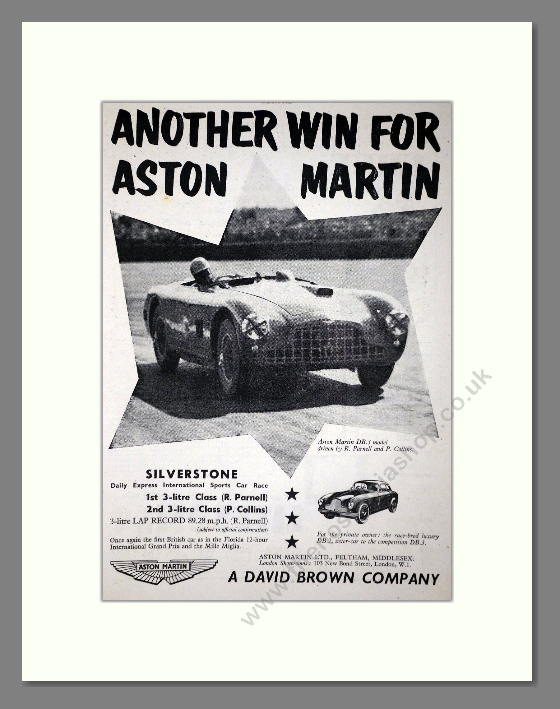 Aston Martin - Silverstone Winner. Vintage Advert 1953 (ref AD65217 ...