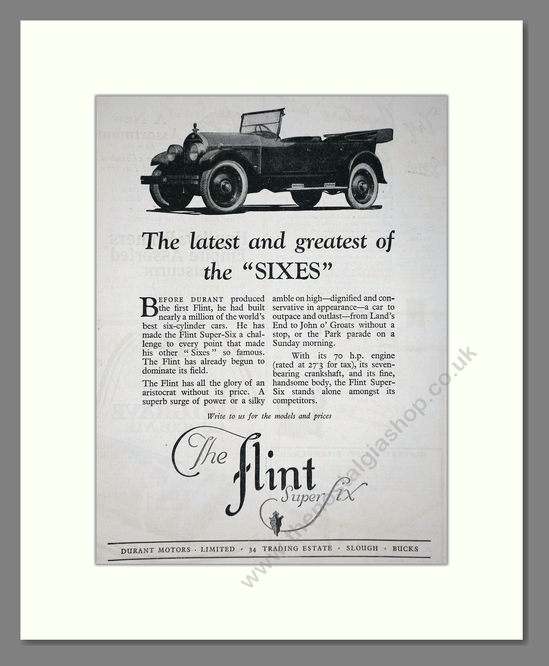 Flint - Super Six. Vintage Advert 1924 (ref AD65265) – The Nostalgia Shop