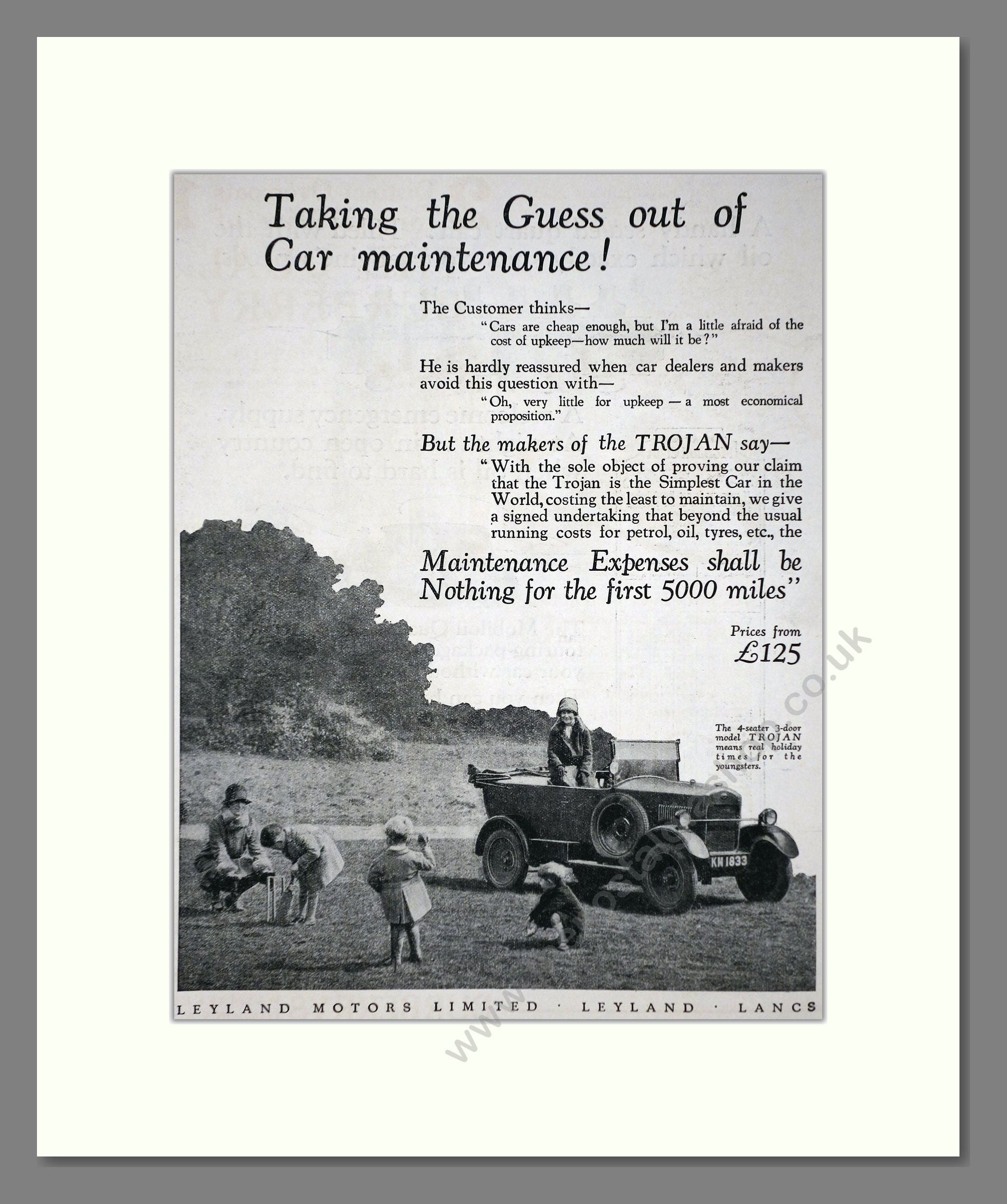 Leyland - Trojan. Vintage Advert 1927 (ref AD65275) – The Nostalgia Shop