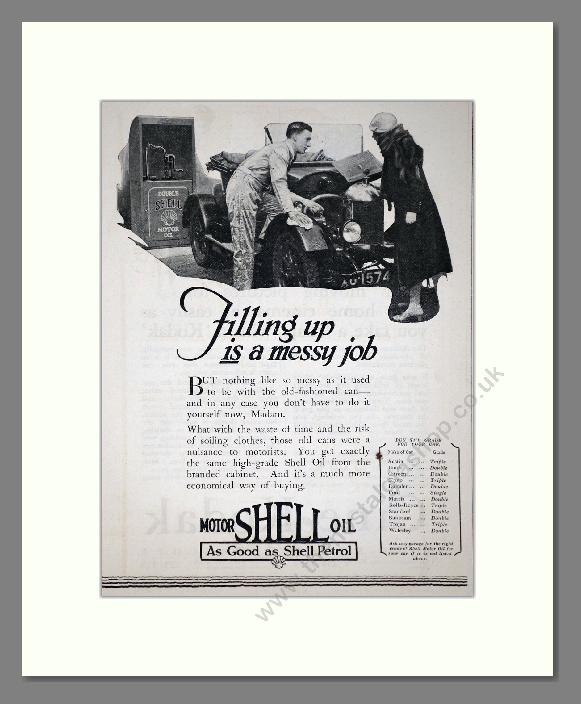 Shell - Motor Oil. Vintage Advert 1926 (ref AD65617) – The Nostalgia Shop