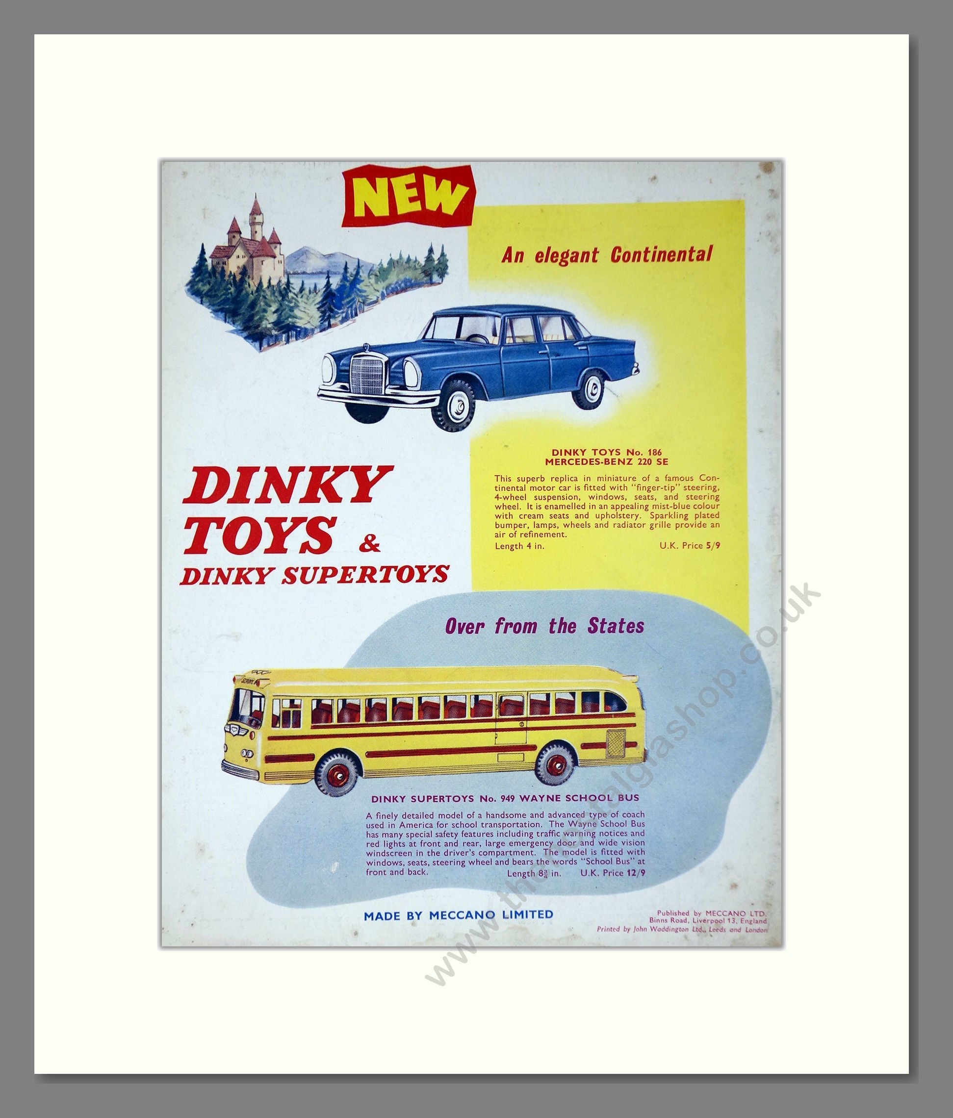 Dinky Toys - Mercedes-Benz 220SE / Wayne School Bus. Vintage Advert 19 ...
