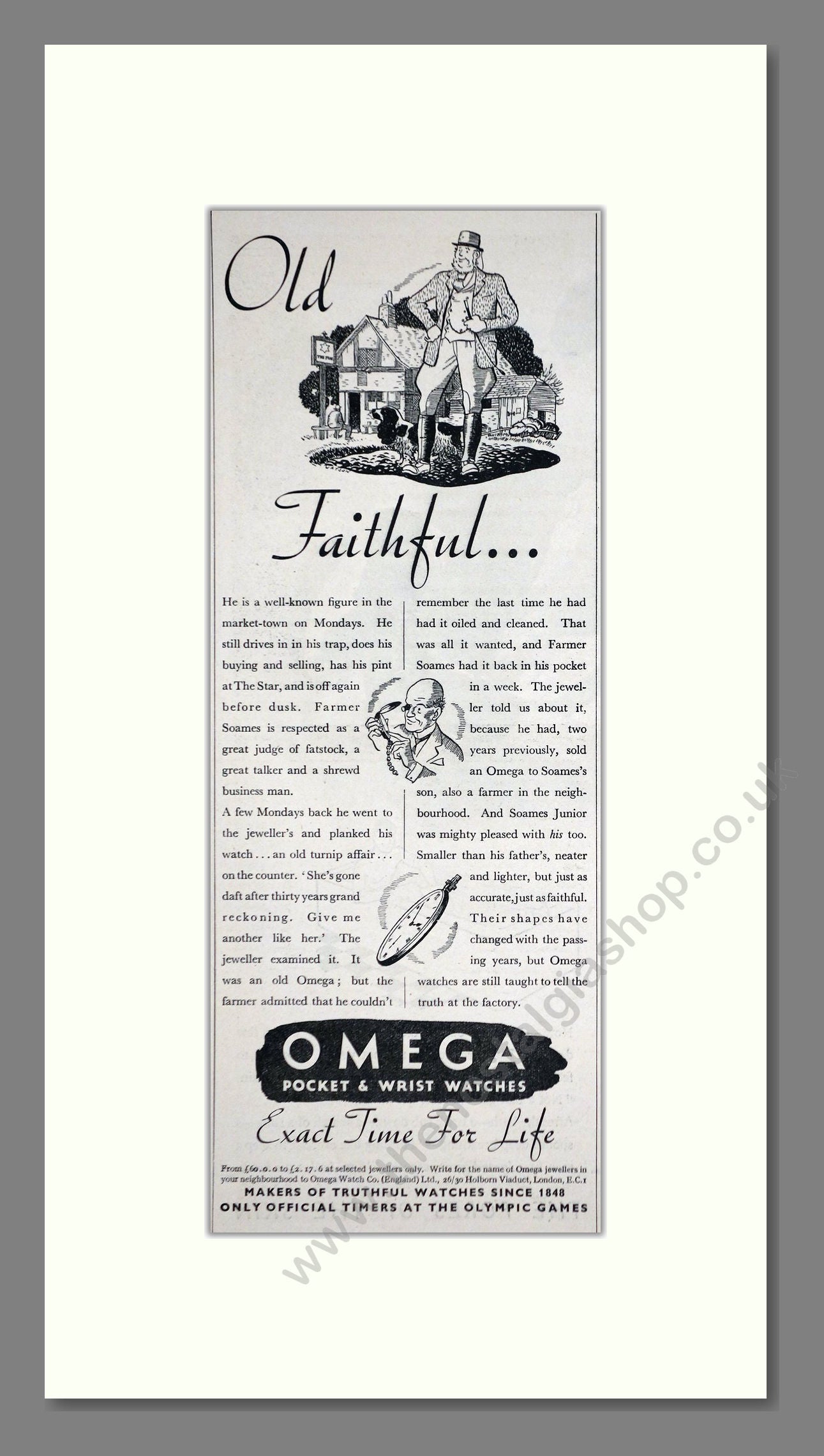 Omega - Old Faithful. Vintage Advert 1936 (ref AD66506) – The Nostalgia ...
