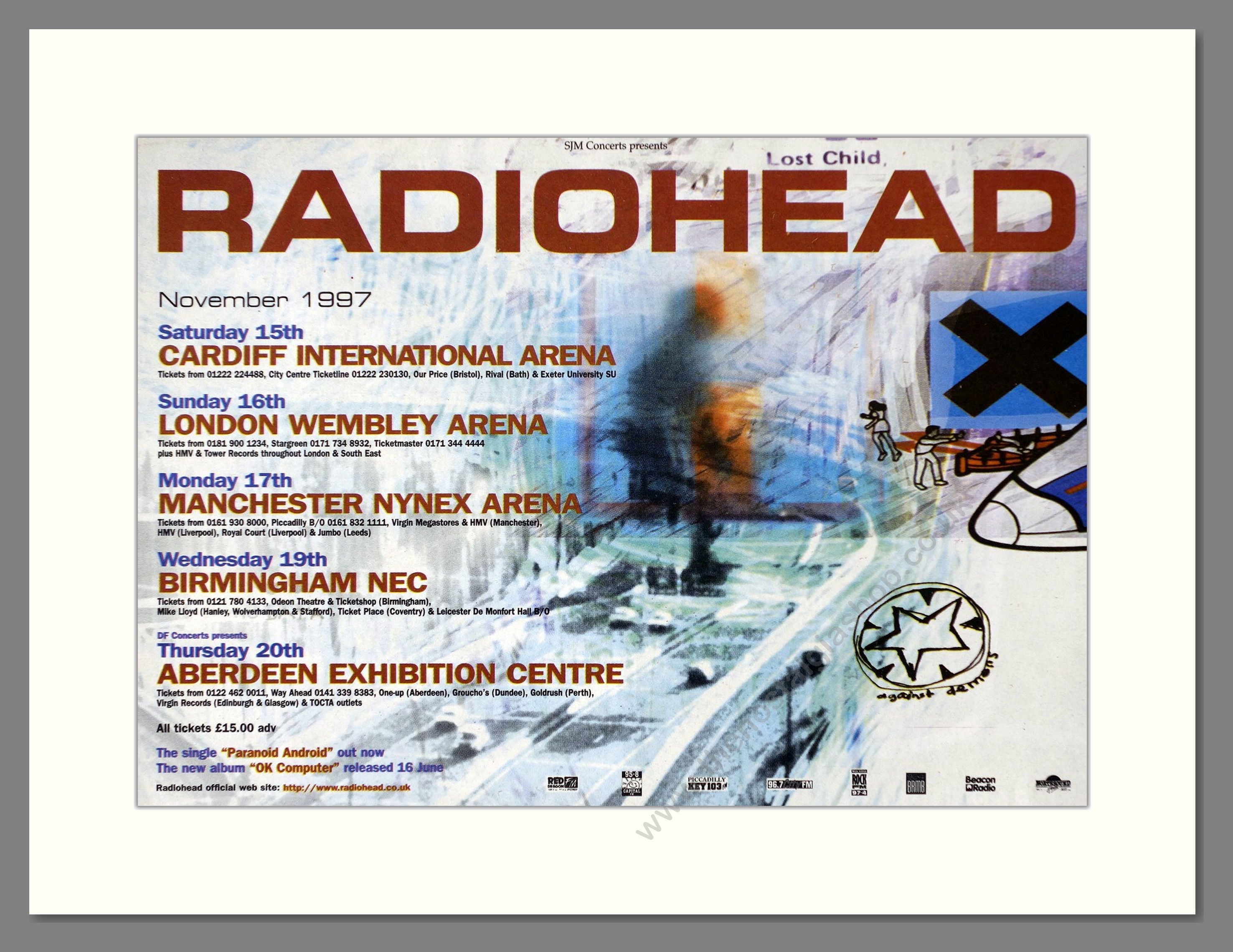 Radiohead - UK Tour. Vintage Advert 1997 (ref AD66347) – The Nostalgia Shop