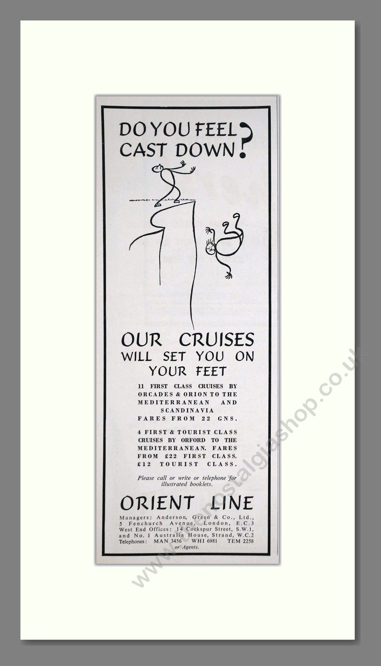 Orient Line - Orcades / Orion Cruise Ships. Vintage Advert 1938 (ref A ...