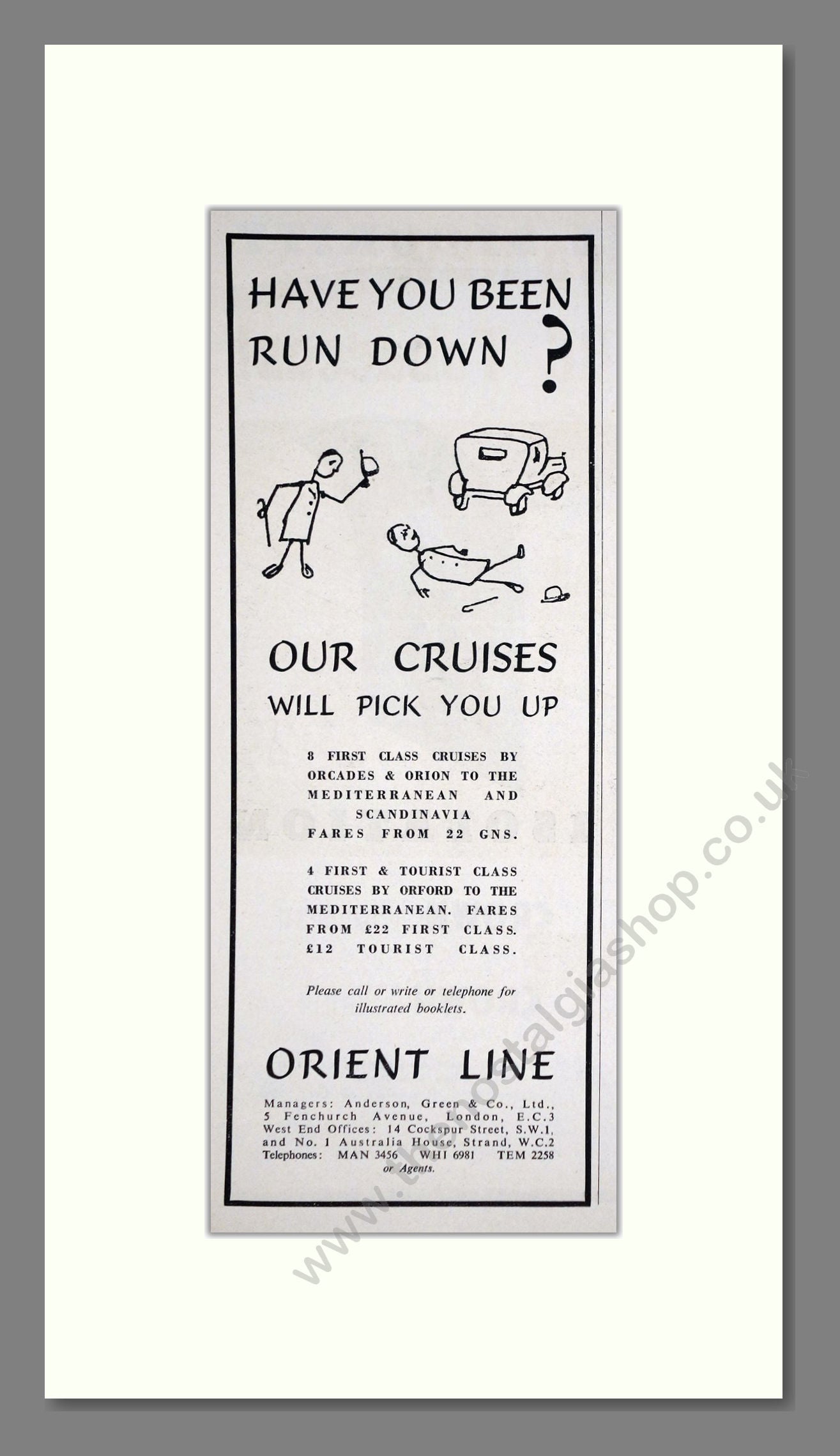 Orient Line - Orcades / Orion Cruise Ships. Vintage Advert 1938 (ref A ...
