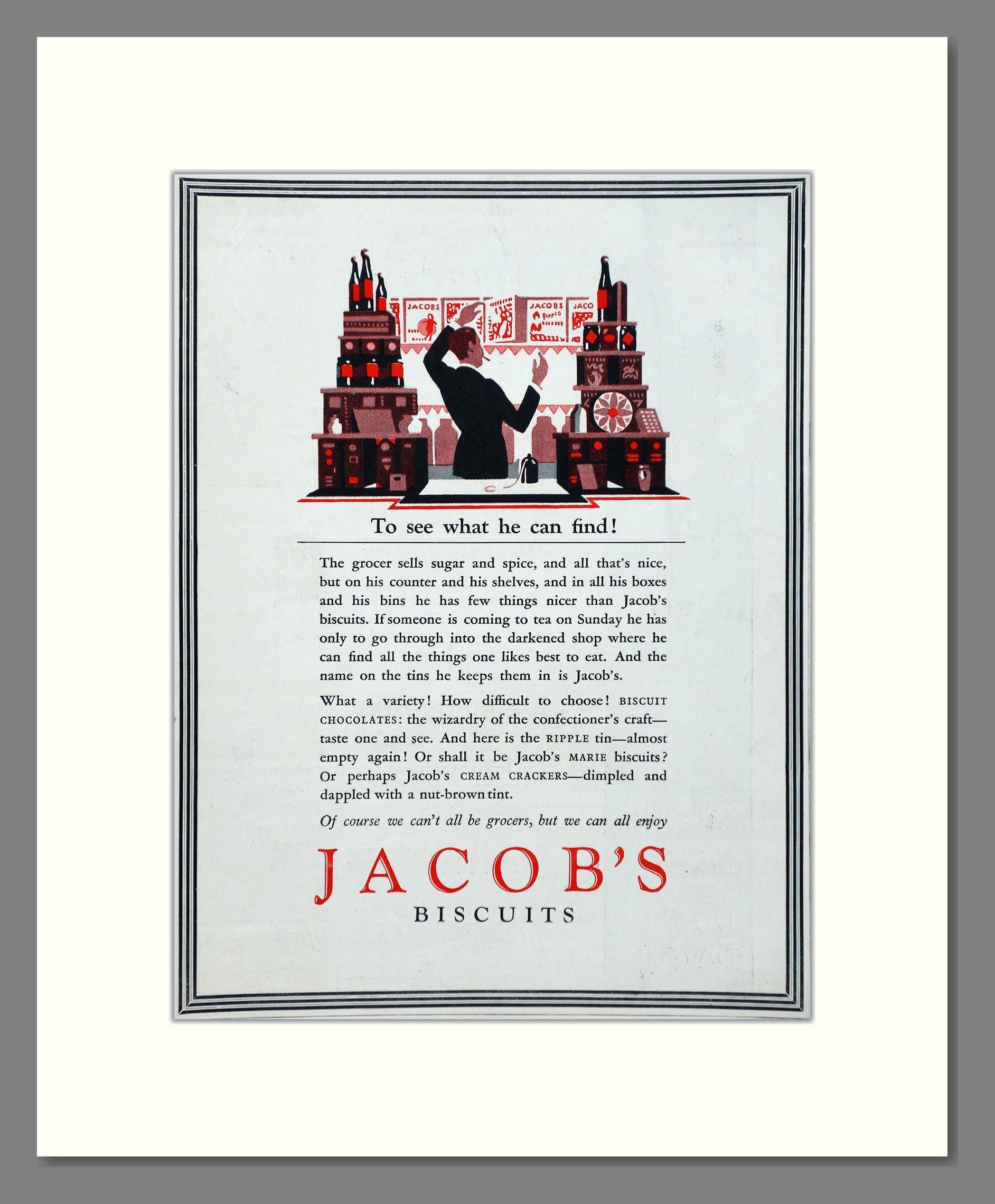 Jacob's - Biscuits. Vintage Advert 1926 (ref AD66818) – The Nostalgia Shop