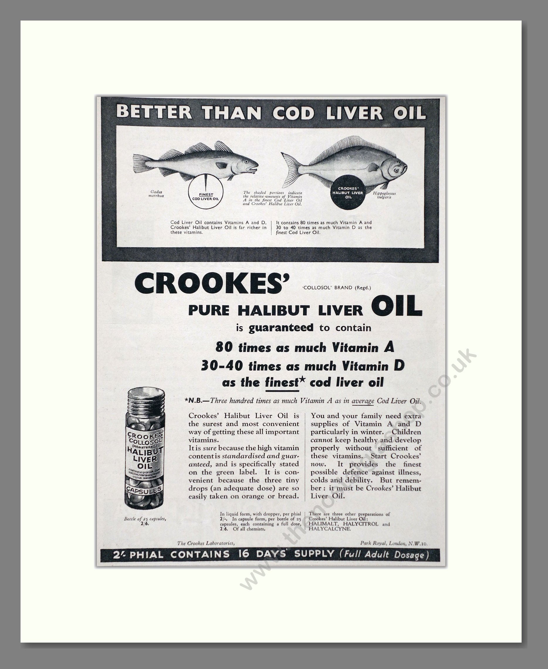 Crookes - Halibut Liver Oil. Vintage Advert 1935 (ref AD66897) – The ...