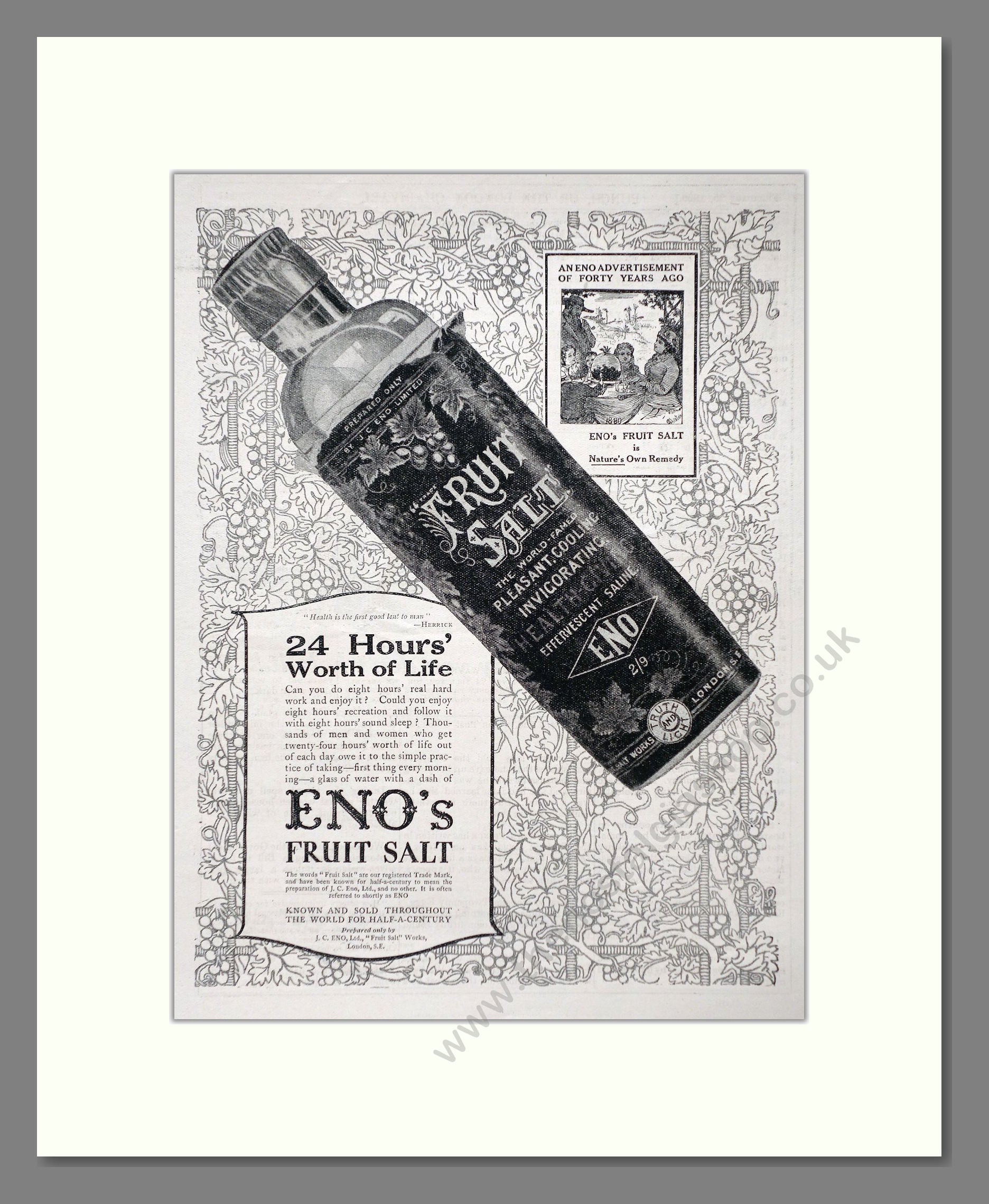 Eno's - Fruit Salt. Vintage Advert 1920 (ref AD66915) – The Nostalgia Shop